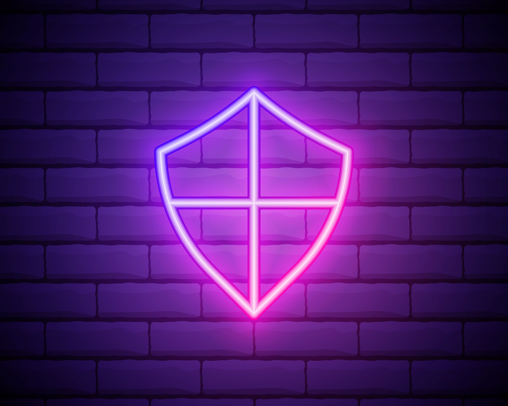 shield icon. Elements of web in neon style icons. Simple icon for ...