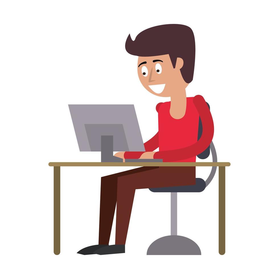 man using computer 2703223 Vector Art at Vecteezy