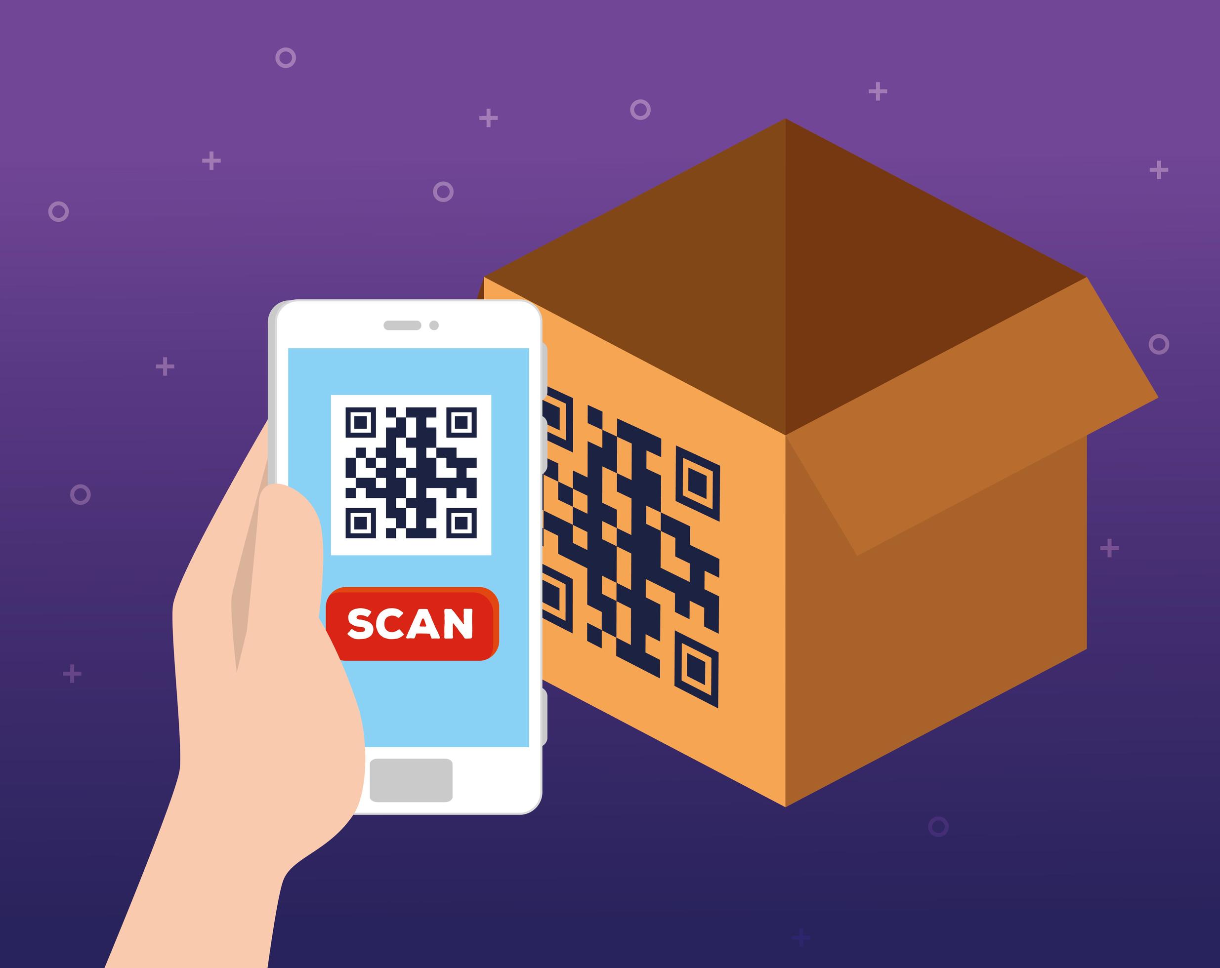 Scan Qr Code In Box With Smartphone 2704529 Vector Art At Vecteezy