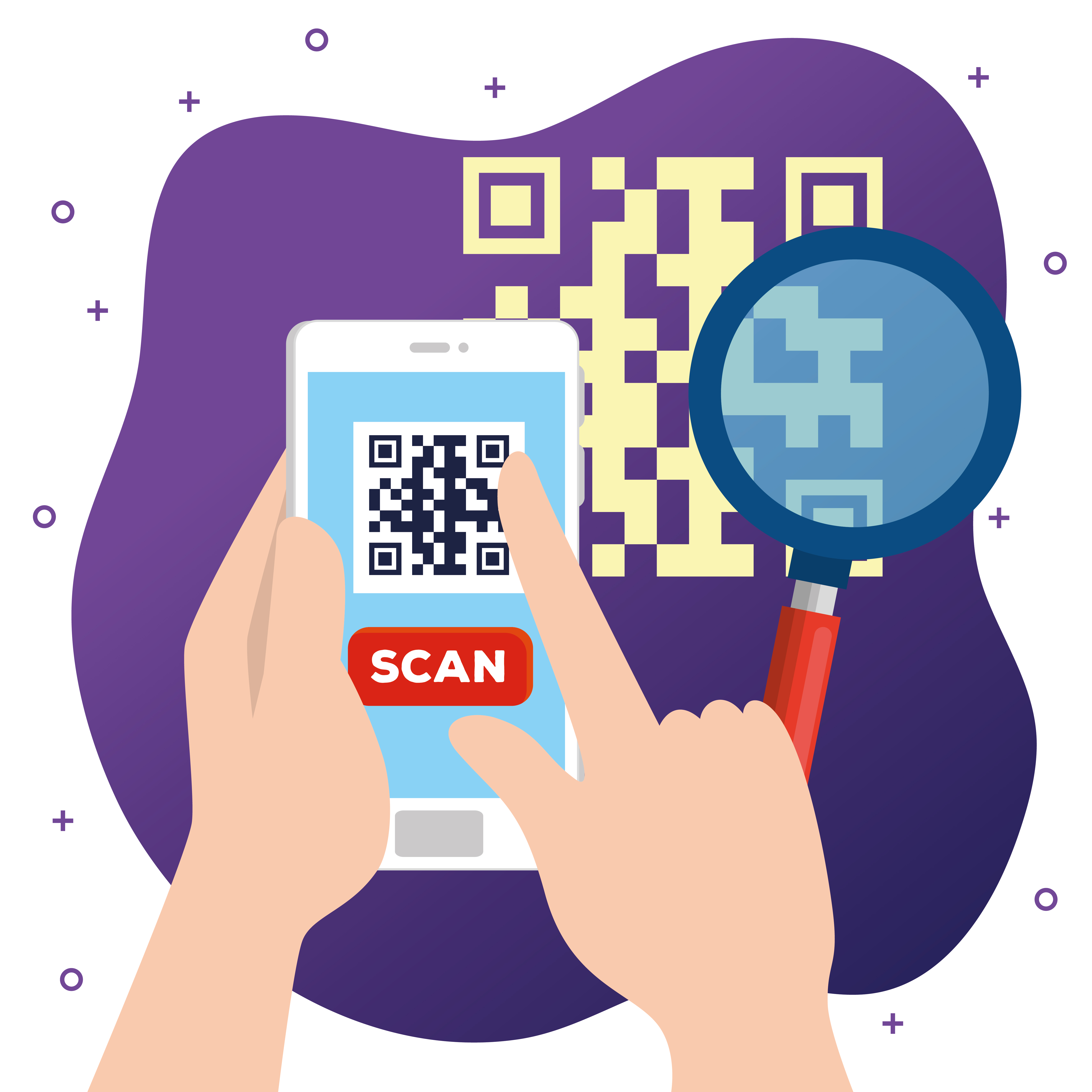 hands user scan qr code with smartphone 2704629 Vector Art at Vecteezy