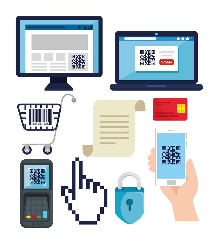 bundle code qr with set icon 2704775 Vector Art at Vecteezy