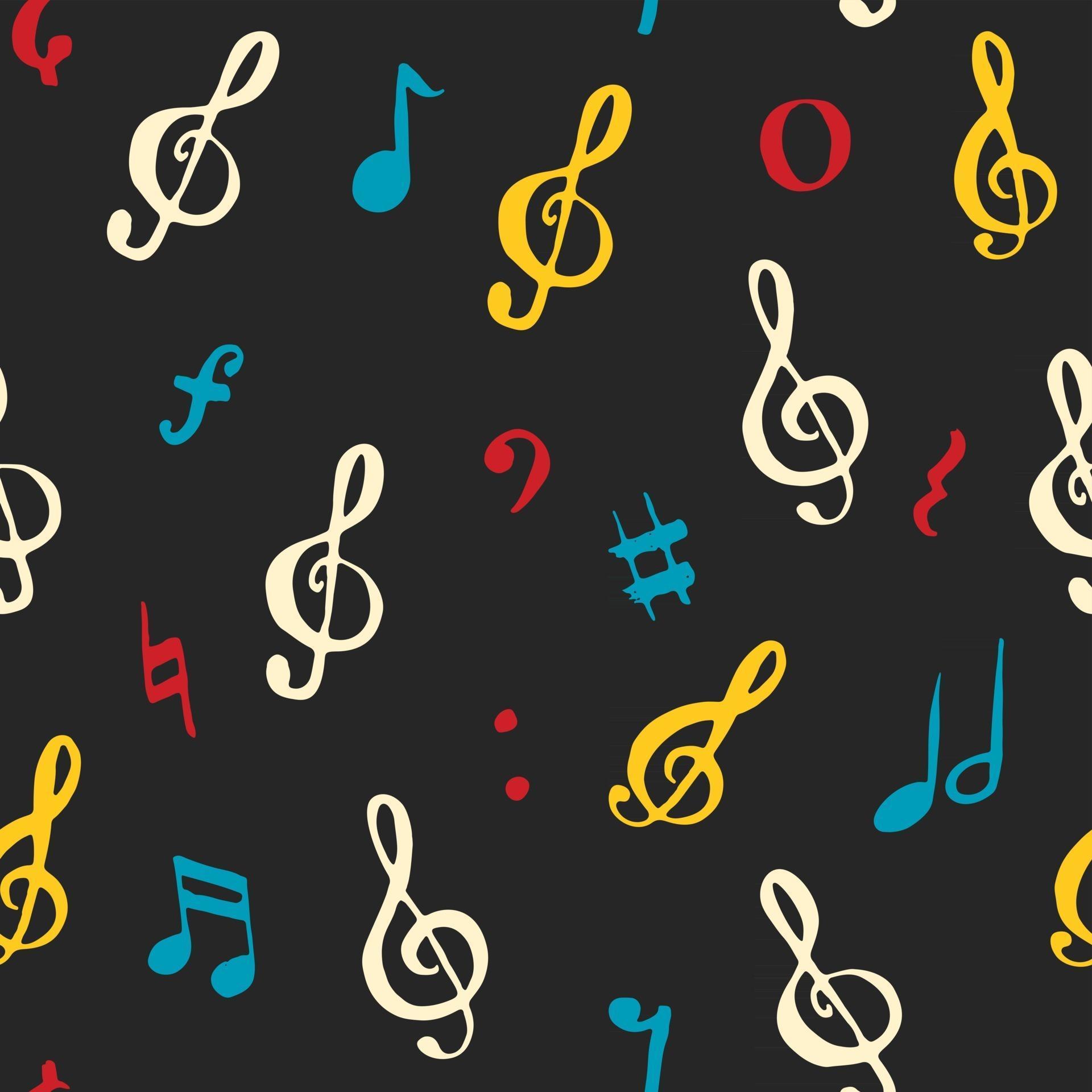 Music note seamless pattern vector illustration. Hand drawn sketched ...