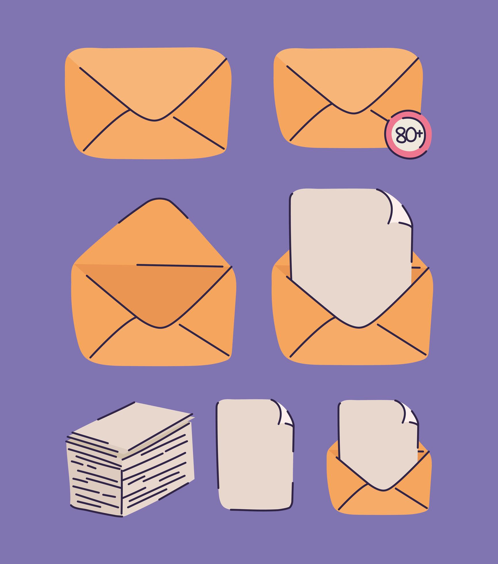 seven papers icons 2711042 Vector Art at Vecteezy