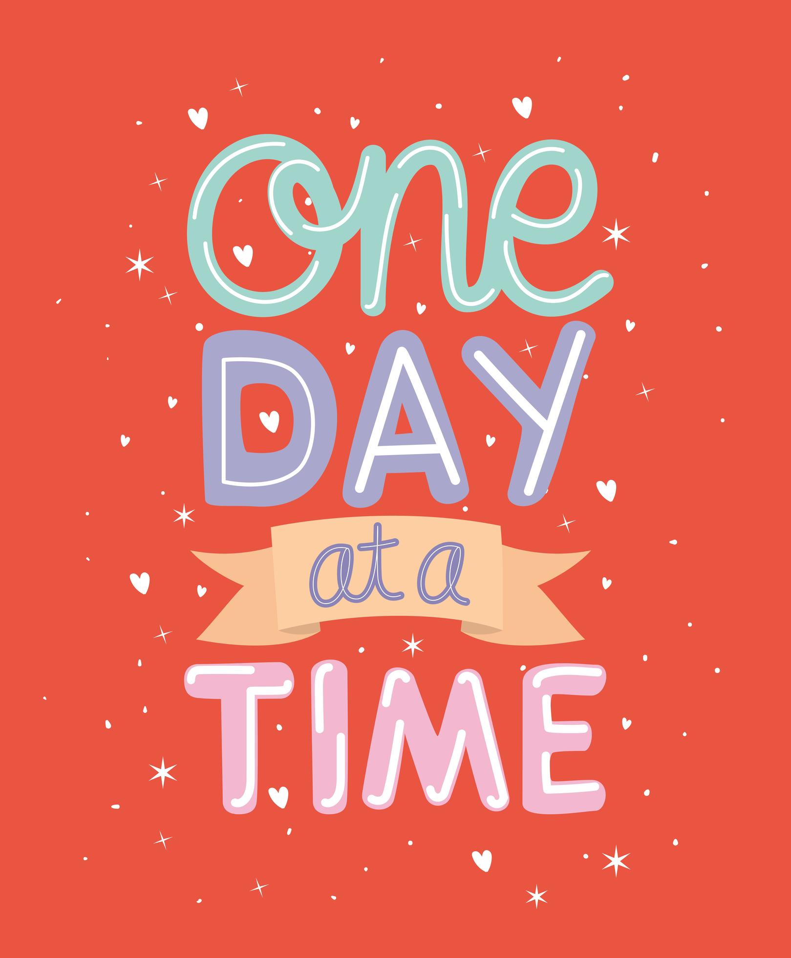 un día a la vez letras sobre fondo rojo 2713007 Vector en Vecteezy