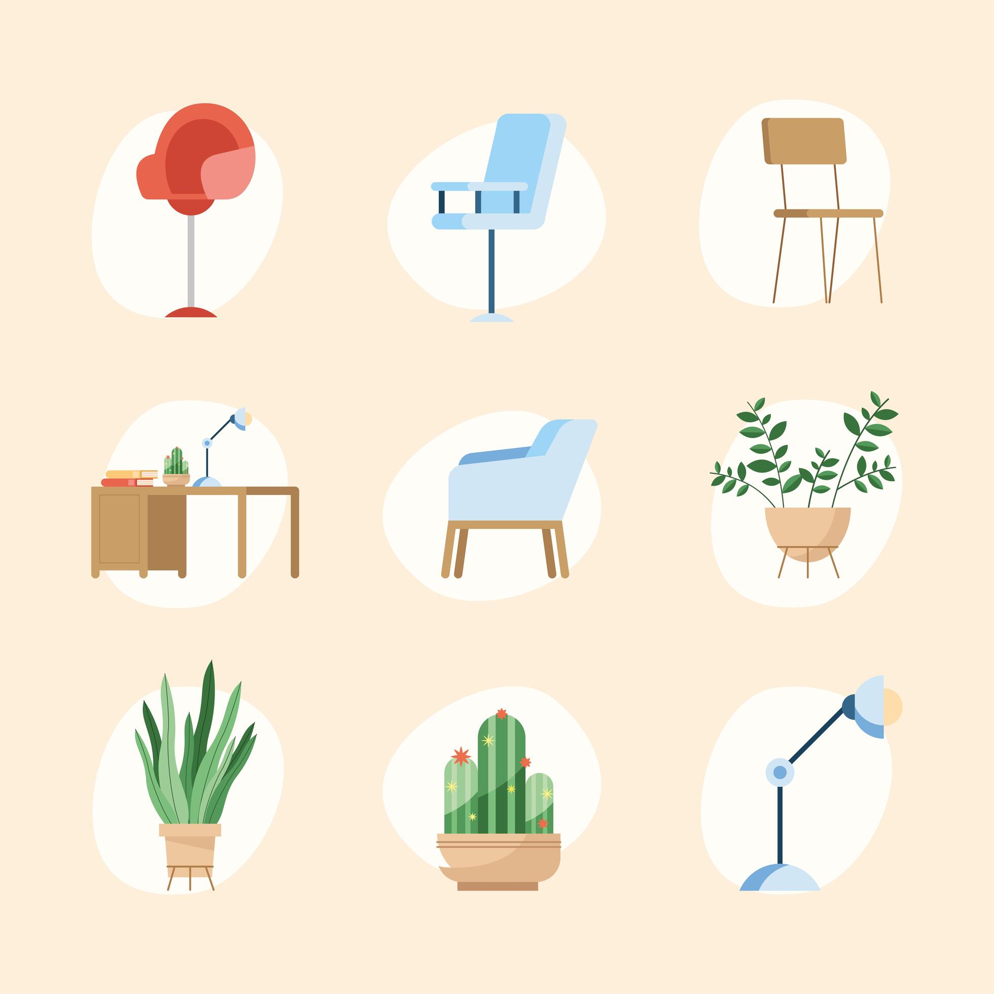workspace set icons 2715814 Vector Art at Vecteezy