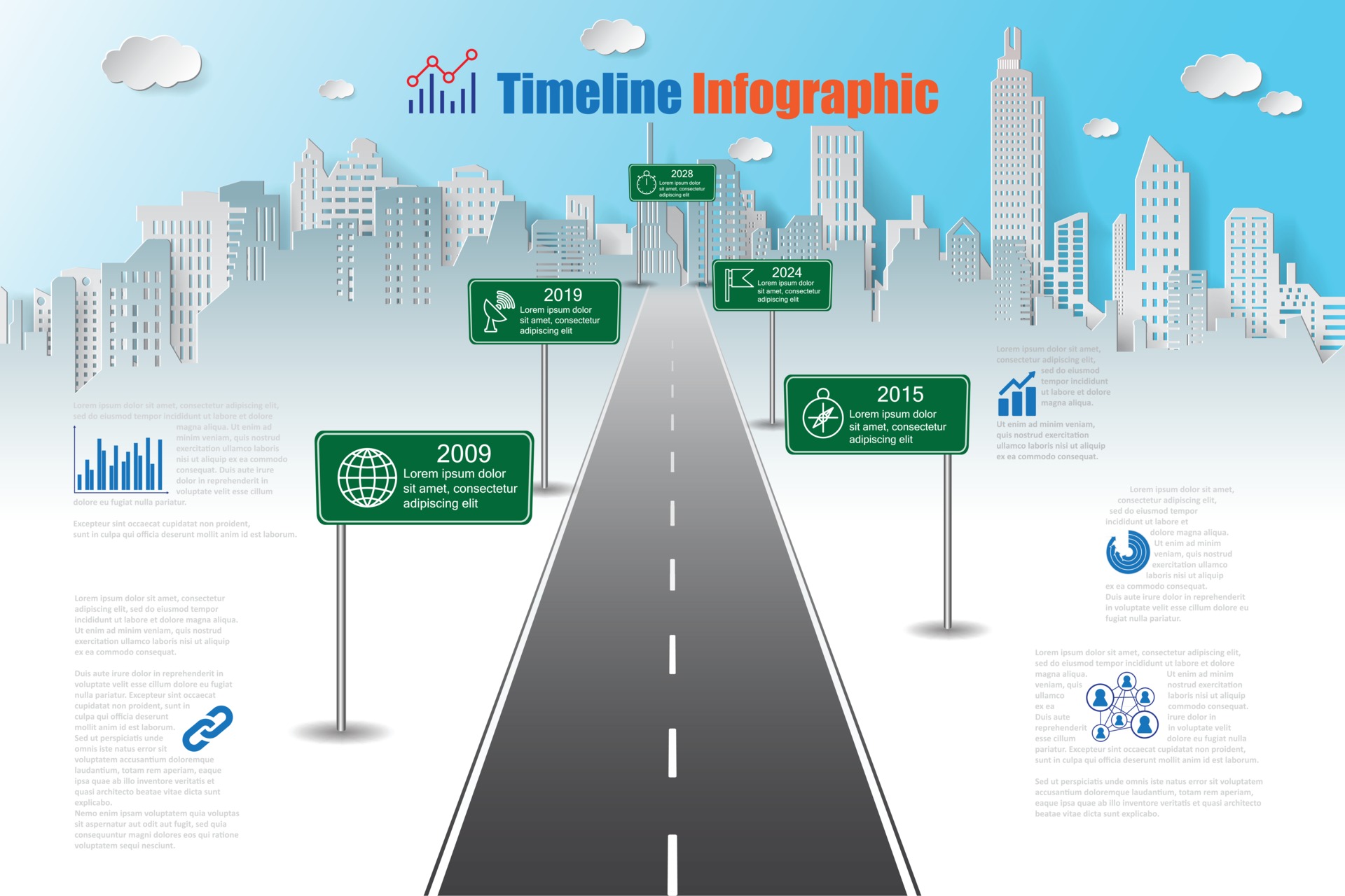 Business roadmap timeline infographic city designed for abstract ...