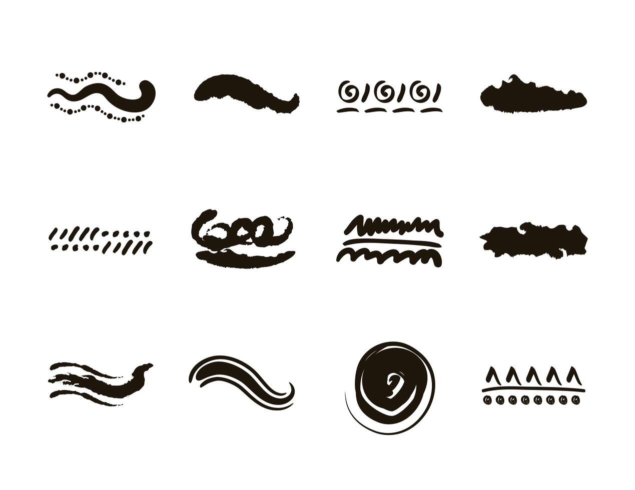 bundle of creative design with brush strokes icons 2717733 Vector Art ...