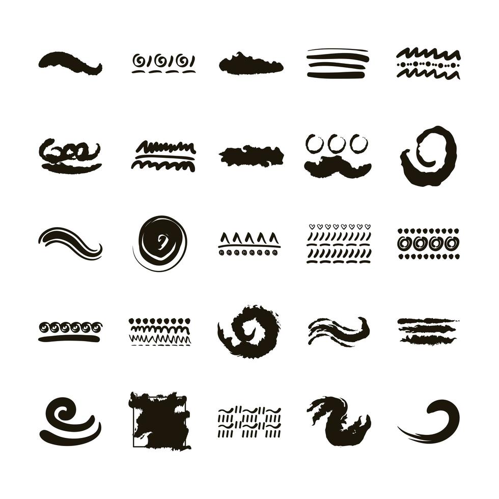 bundle of creative design with brush strokes icons 2717779 Vector Art ...
