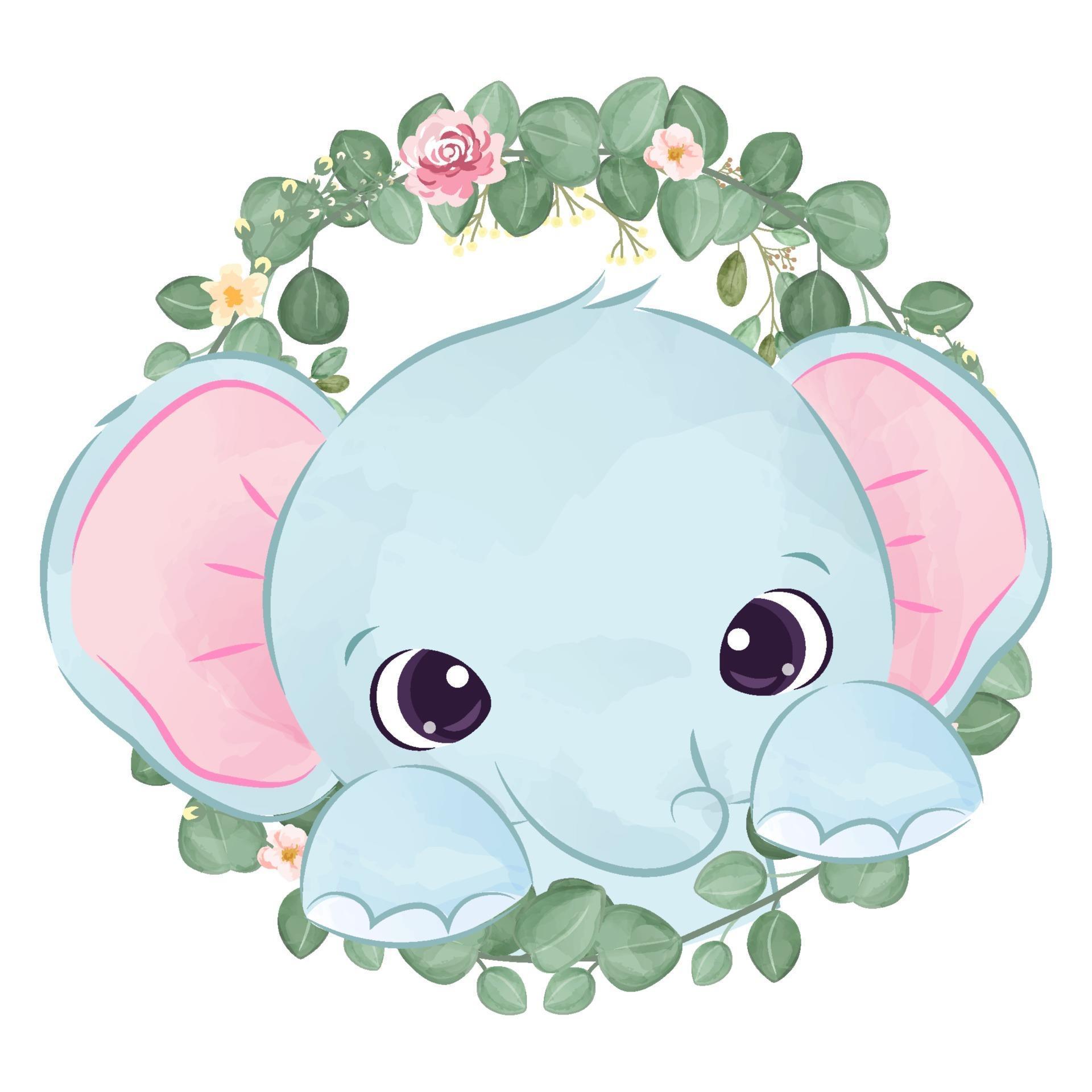 Cute little elephant in watercolor illustration 2723747 Vector Art at ...