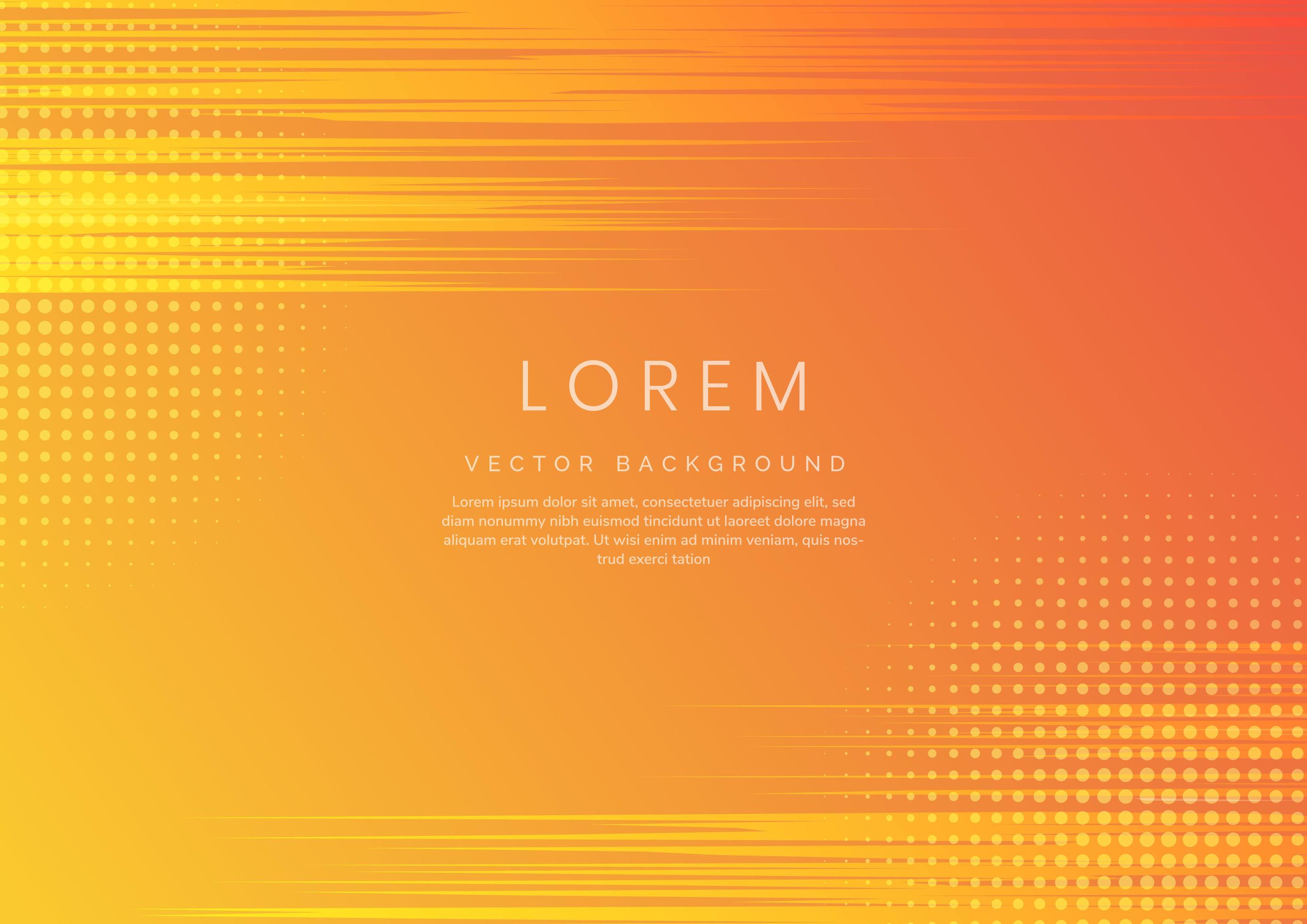 Template abstract yellow holizontal speed lines pattern on orange background with space for text ...