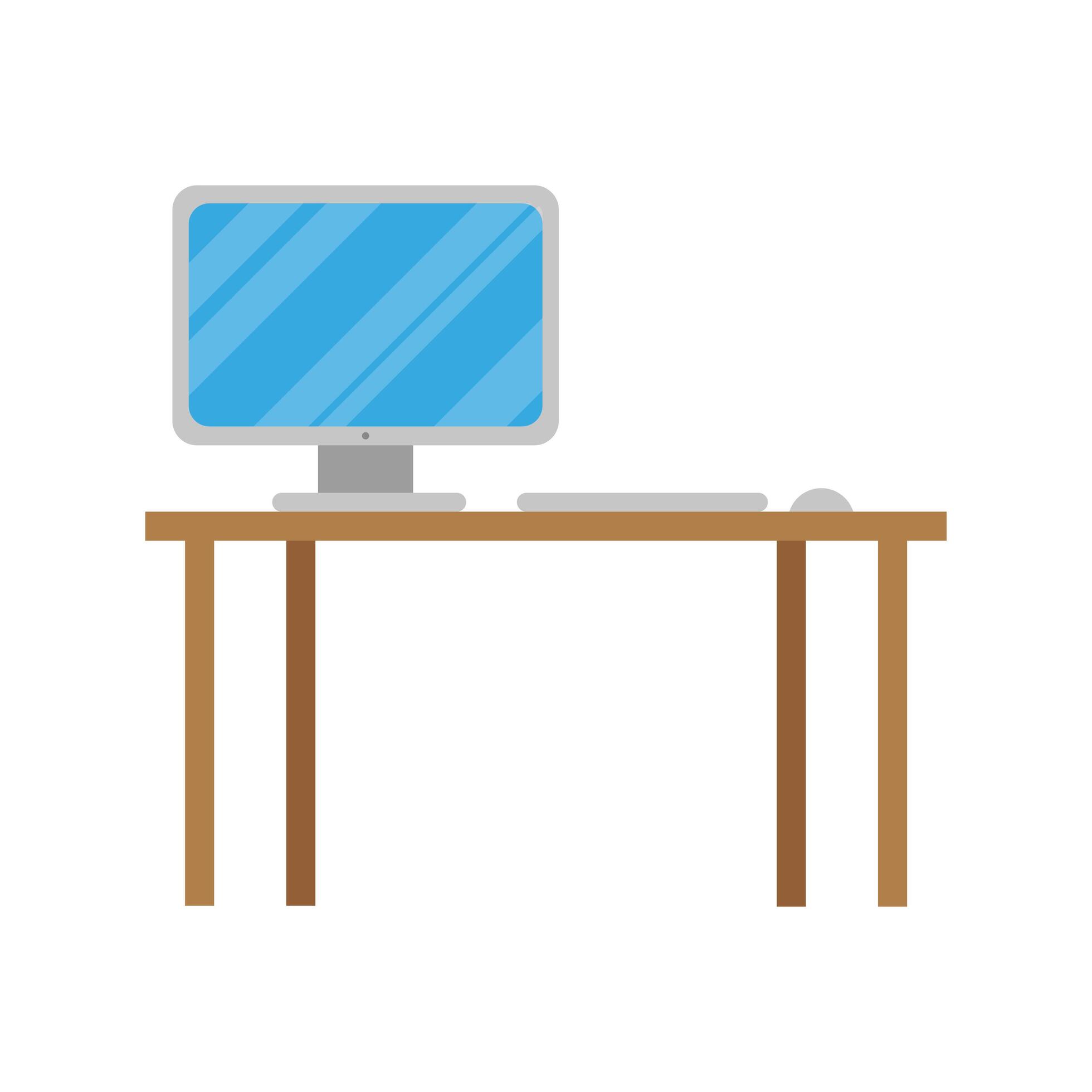 desktop computer technology in desk workplace 2725094 Vector Art at ...
