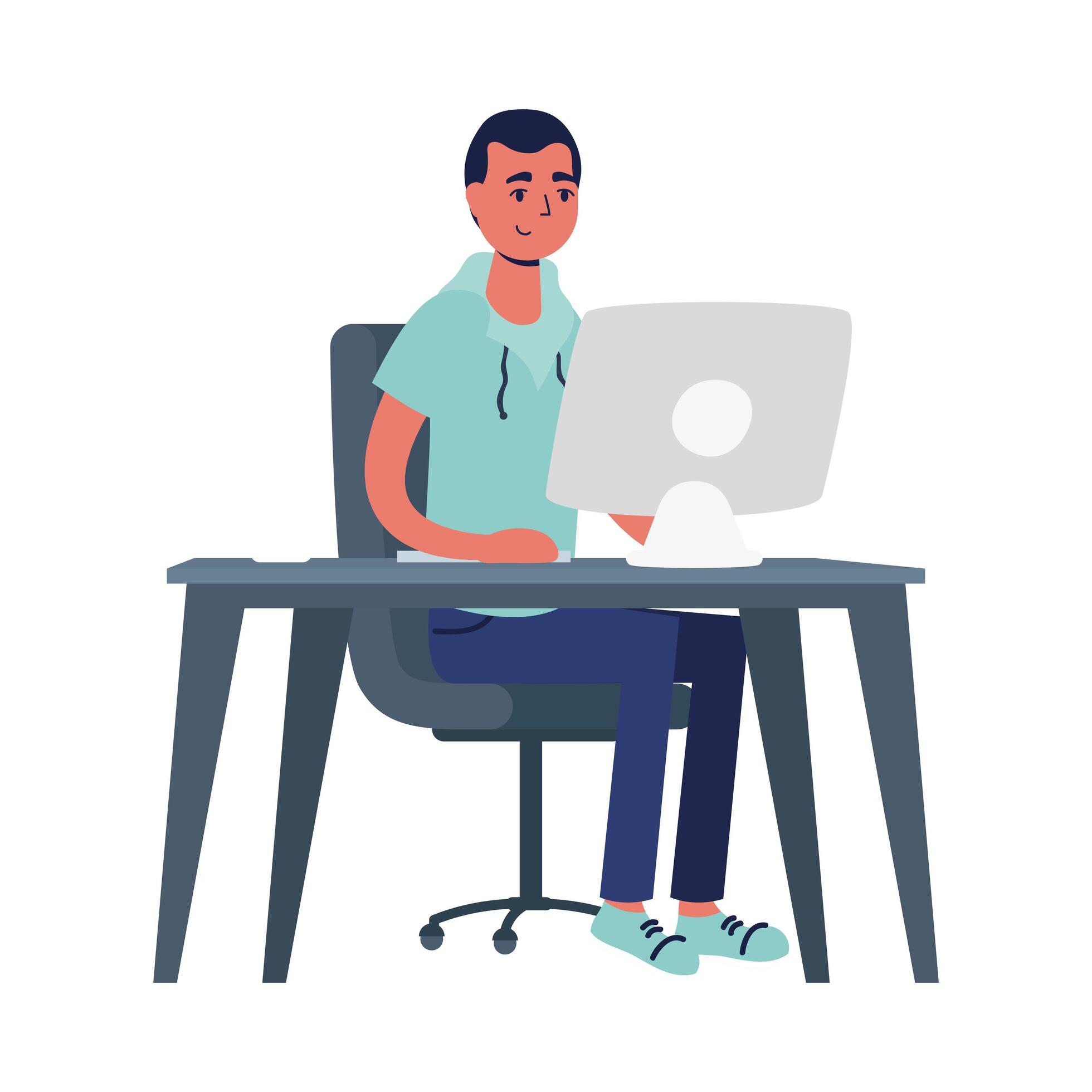 hombre de escritorio con diseño de vector de computadora 2725897 Vector ...