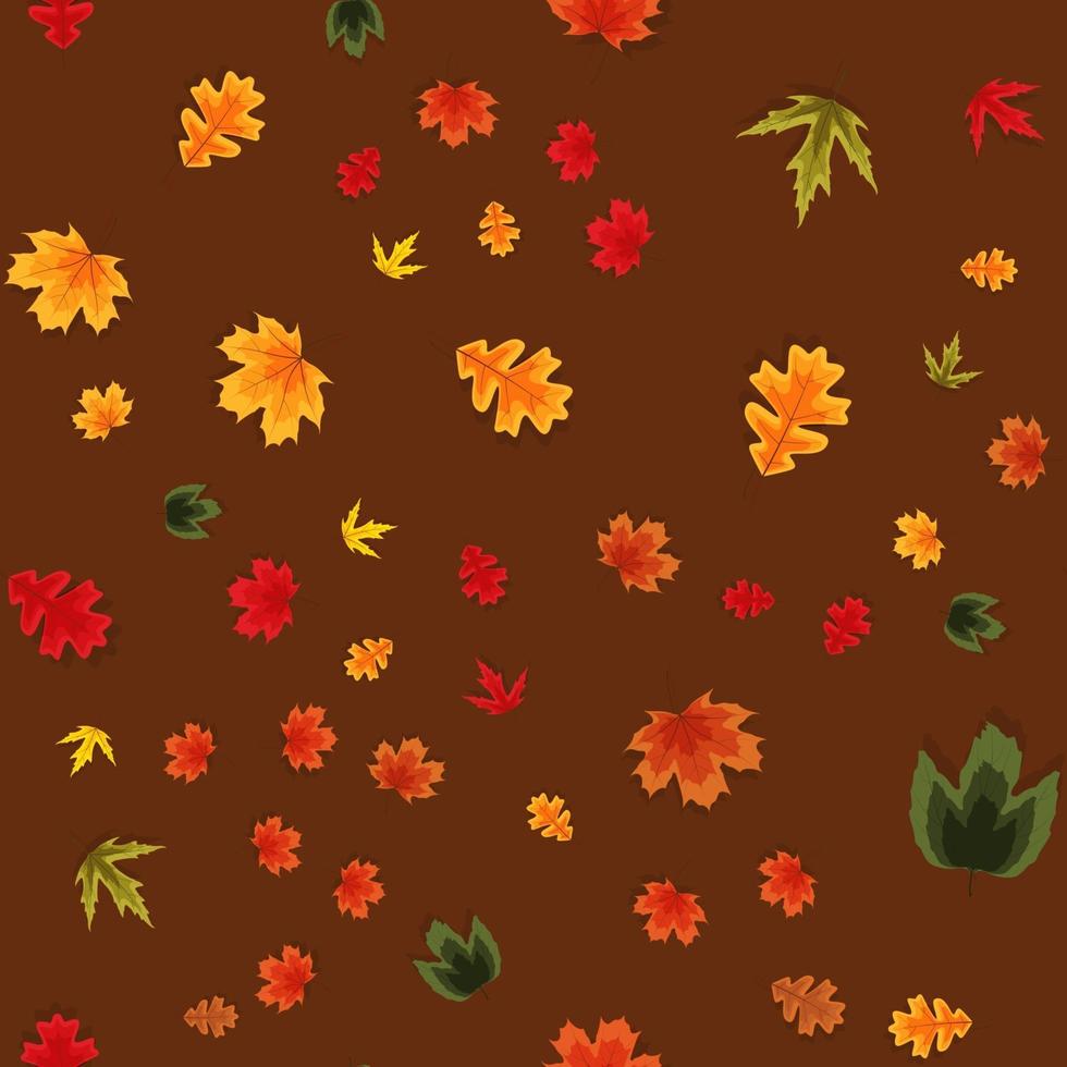 Autumn Falling Leaves Seamless Pattern Background. Vector Illustration ...
