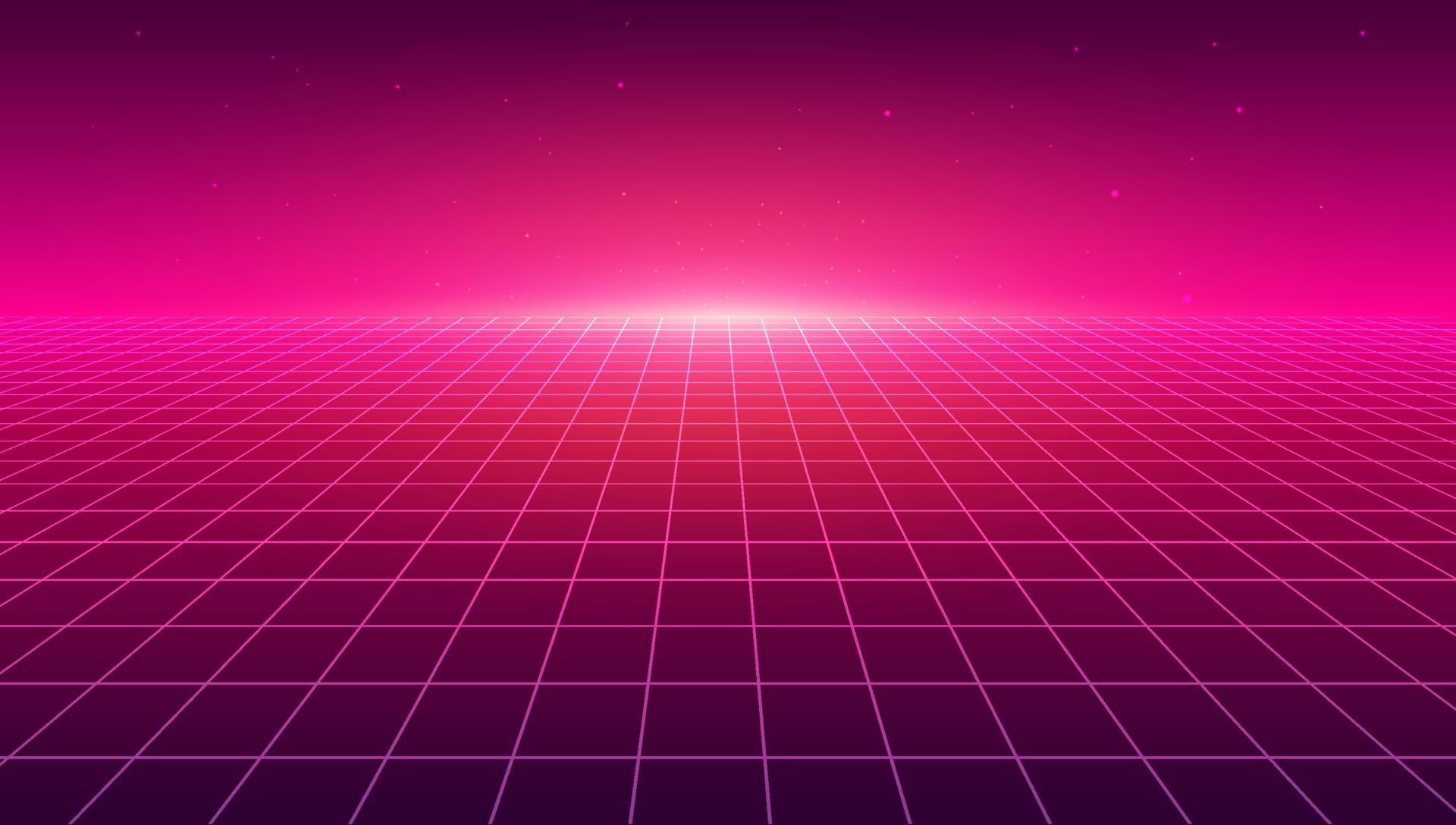 Abstract perspective grid. Retro futuristic neon line background, 80s design perspective ...