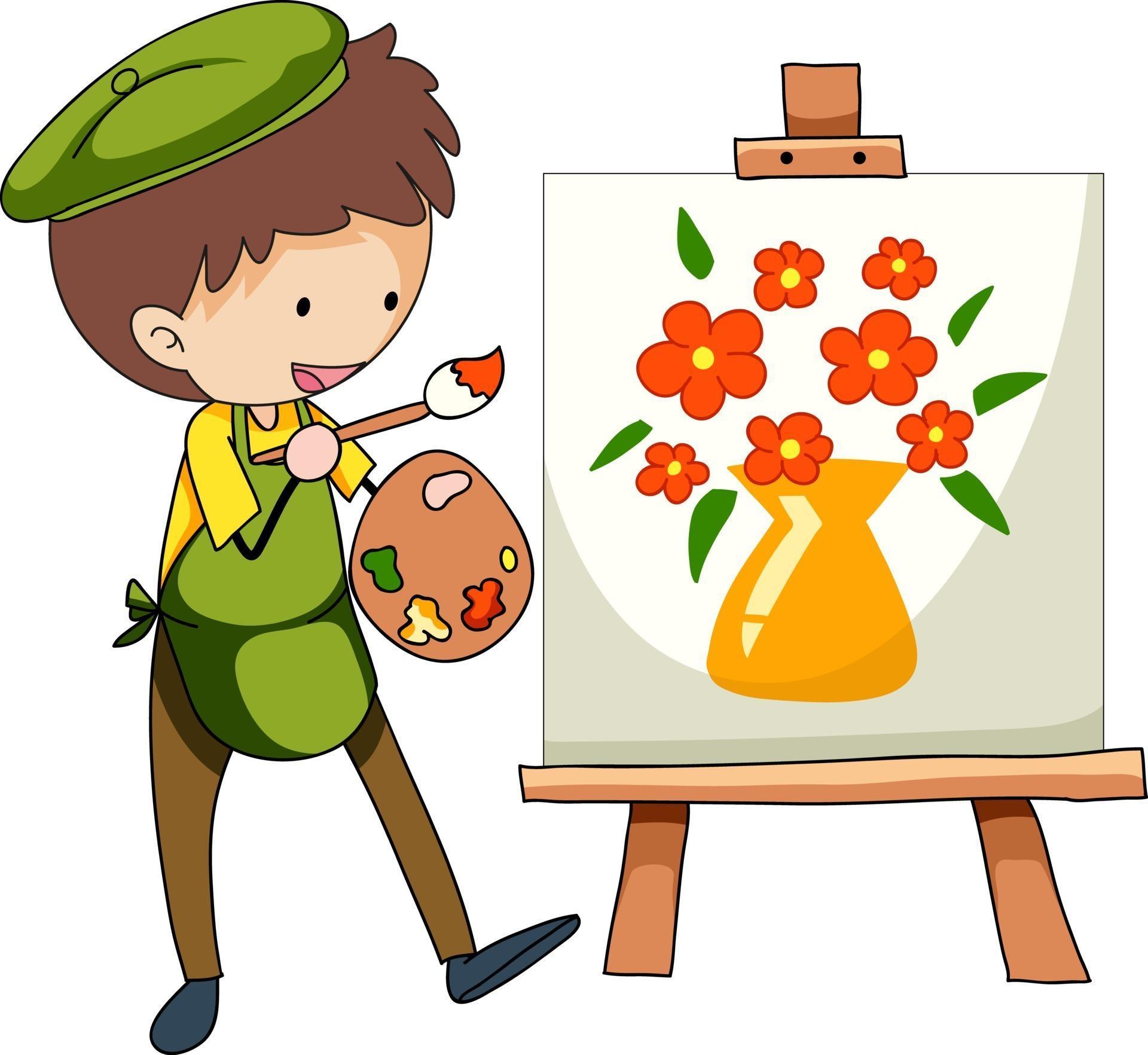 pequeño artista dibujando la imagen personaje de dibujos animados aislado 2732472 Vector en Vecteezy