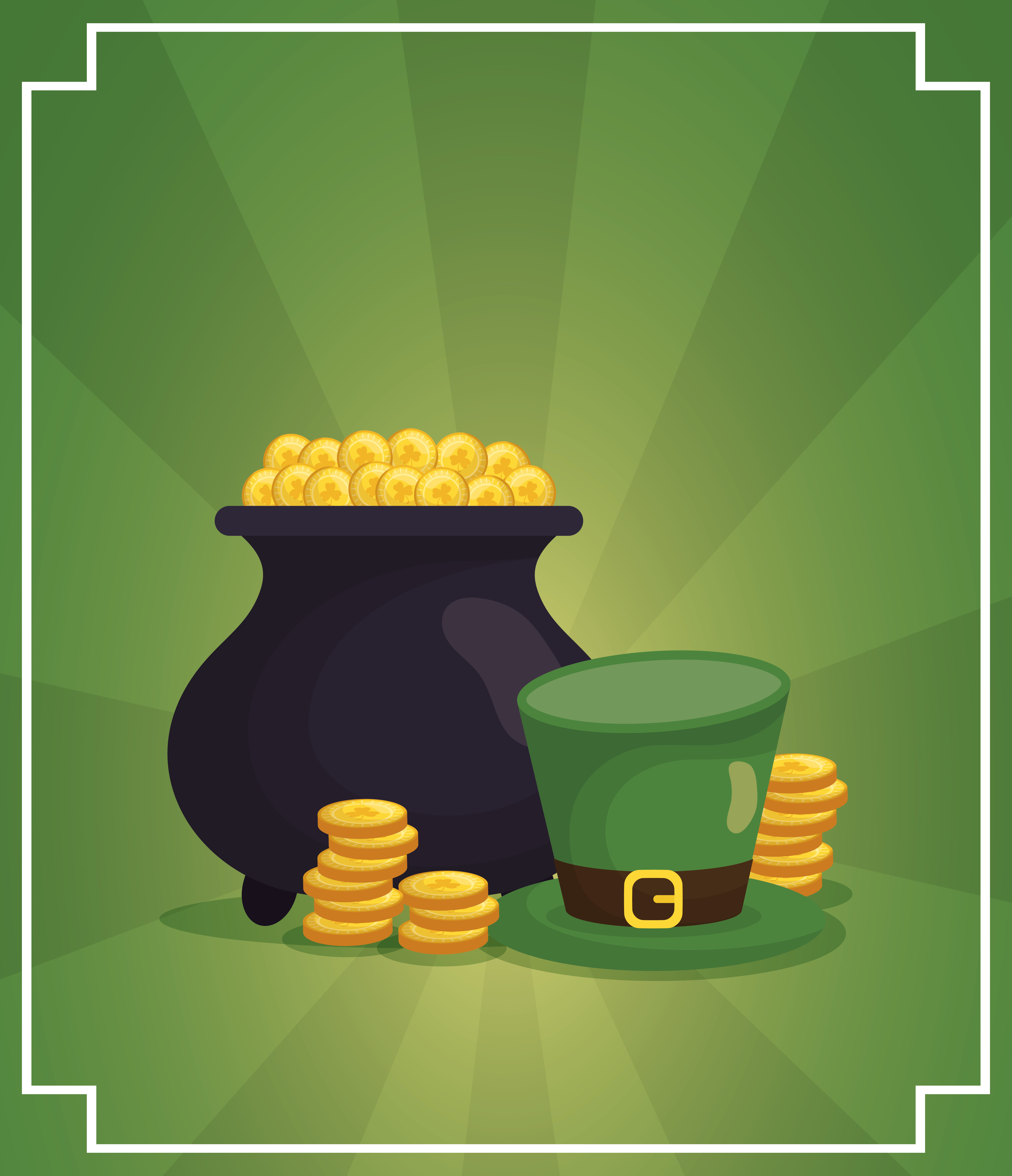 Saint patricks day gold pot and hat vector design 2732713 Vector Art at ...