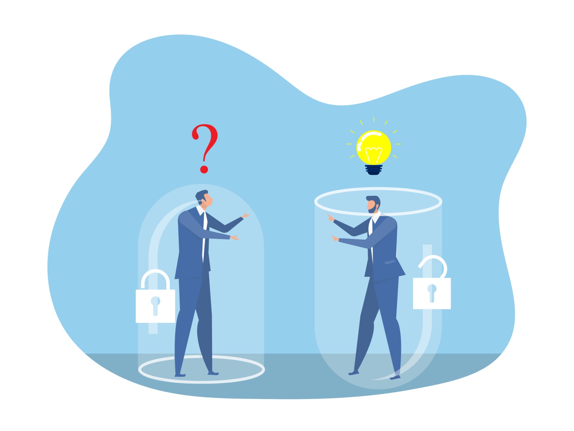 Two businessman different thinking between Fixed Mindset vs Growth ... Two businessman different thinking between Fixed Mindset vs Growth ...