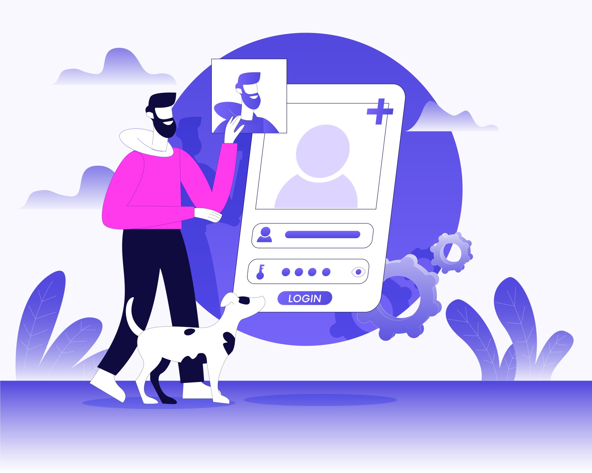 online registration form and Sign in button. concept illustration Login ... online registration form and Sign in button. concept illustration Login ...