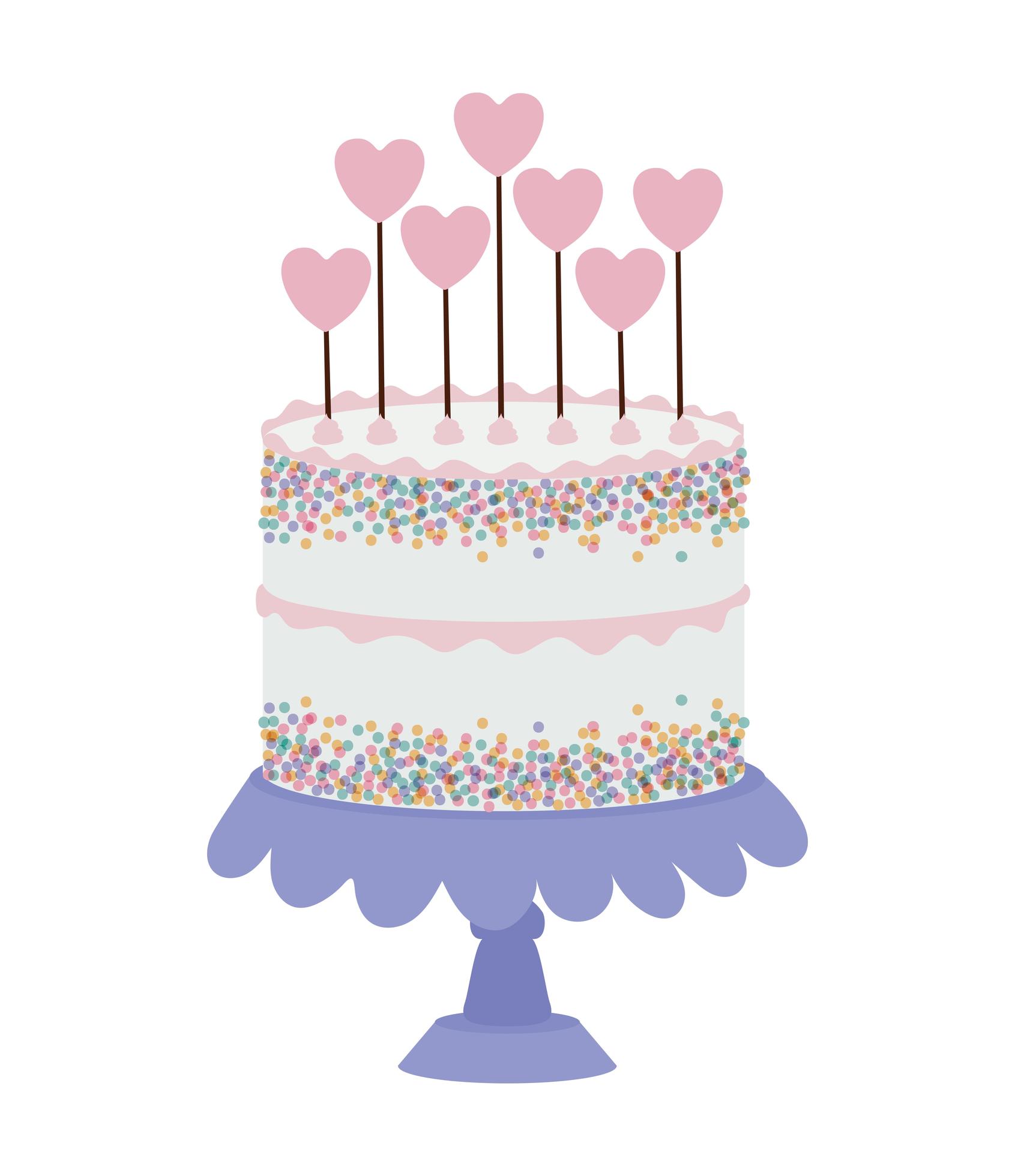 birthday cake with hearts candles on a white background 2740151 Vector ...