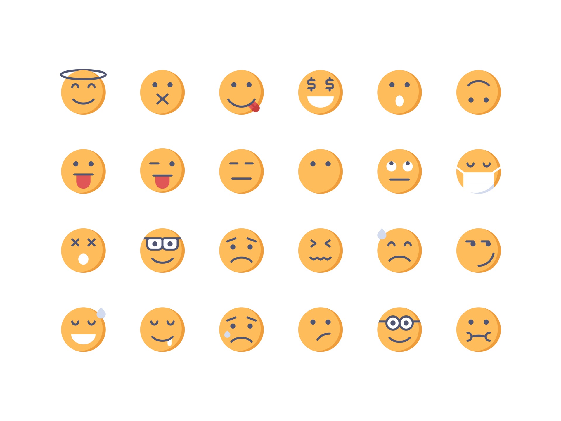 Emoticon and Emoji Flat Icon Set 2745508 Vector Art at Vecteezy