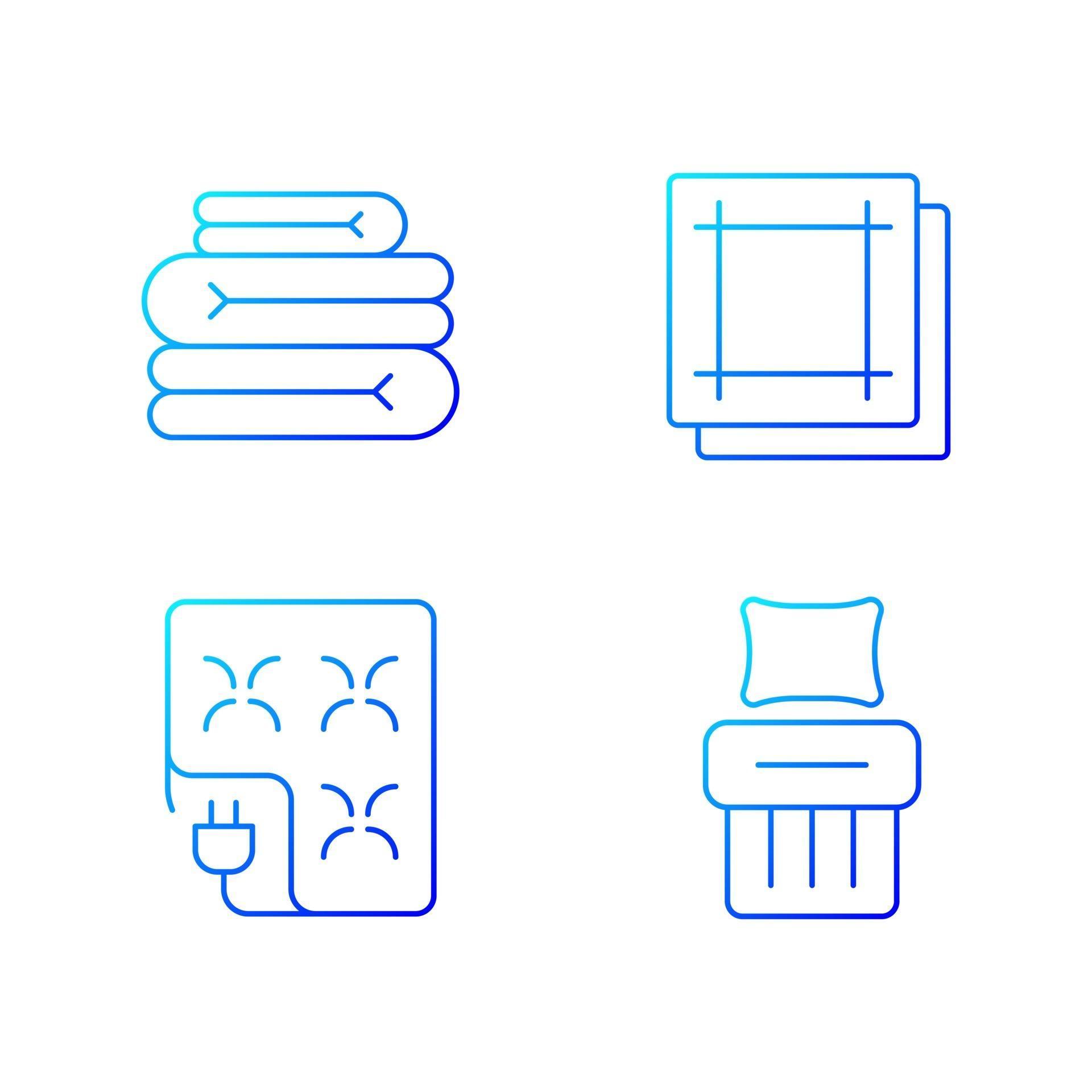 Household Textile Gradient Linear Vector Icons Set Folded Sheets