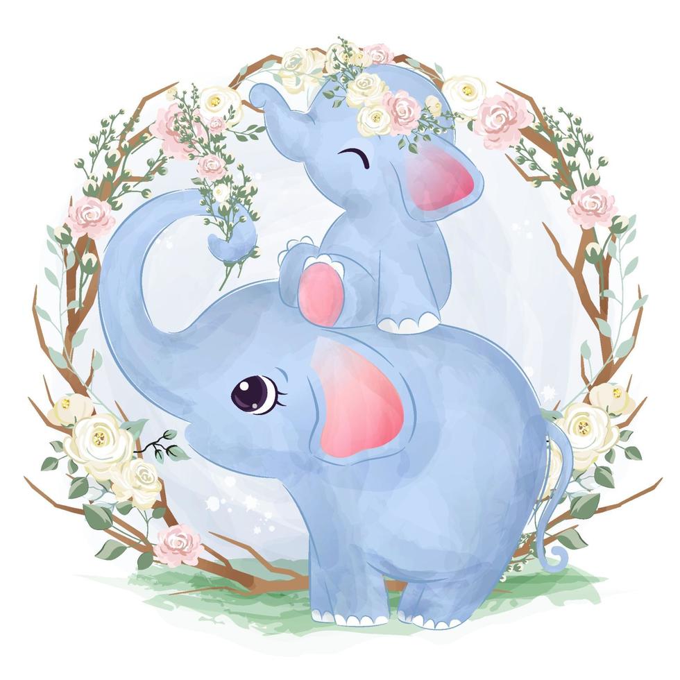 Mom And Baby Blue Elephant Clip Art