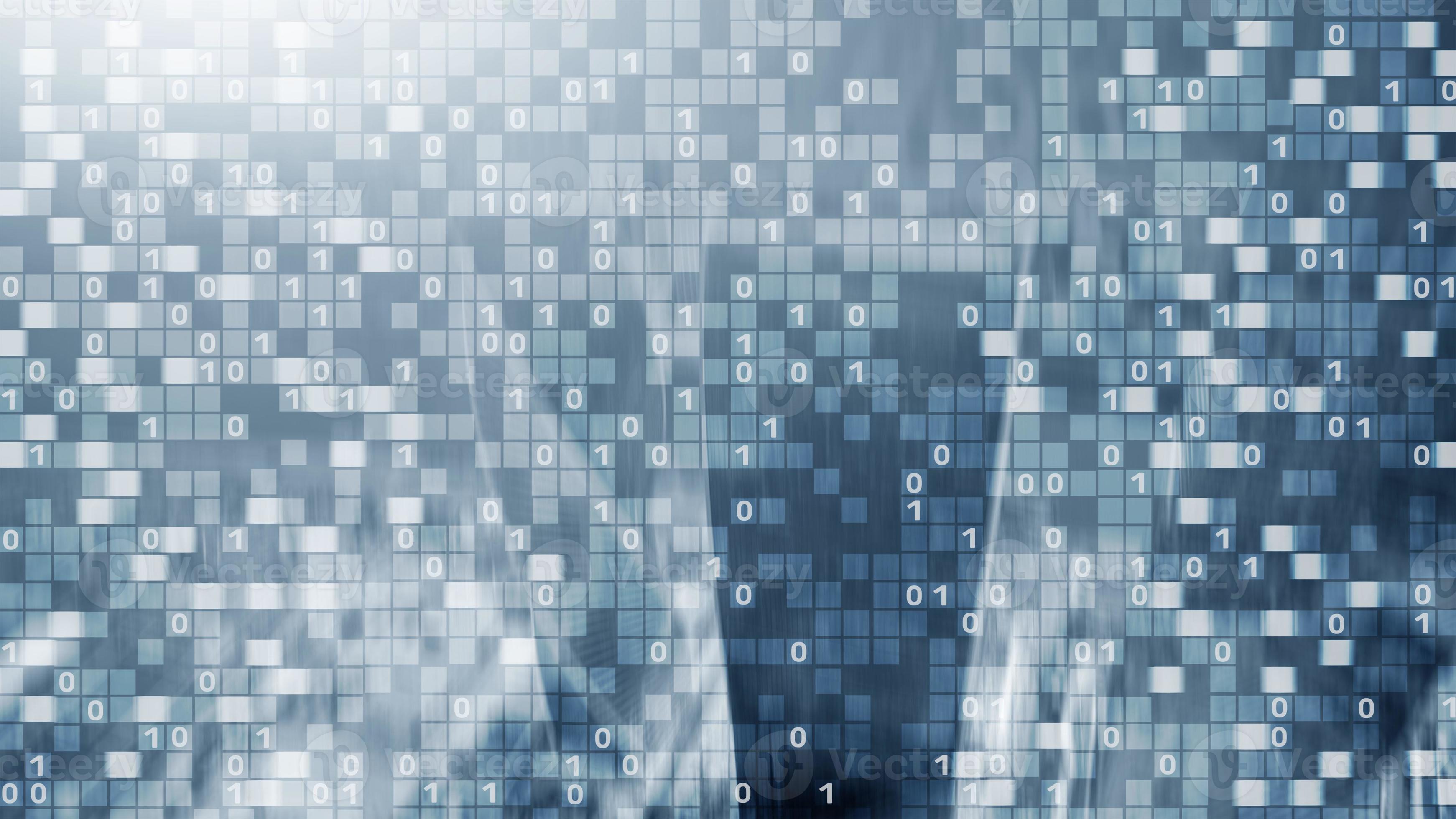 Digital code on blur city background. Abstract Binary code. 2749181 Stock Photo at Vecteezy