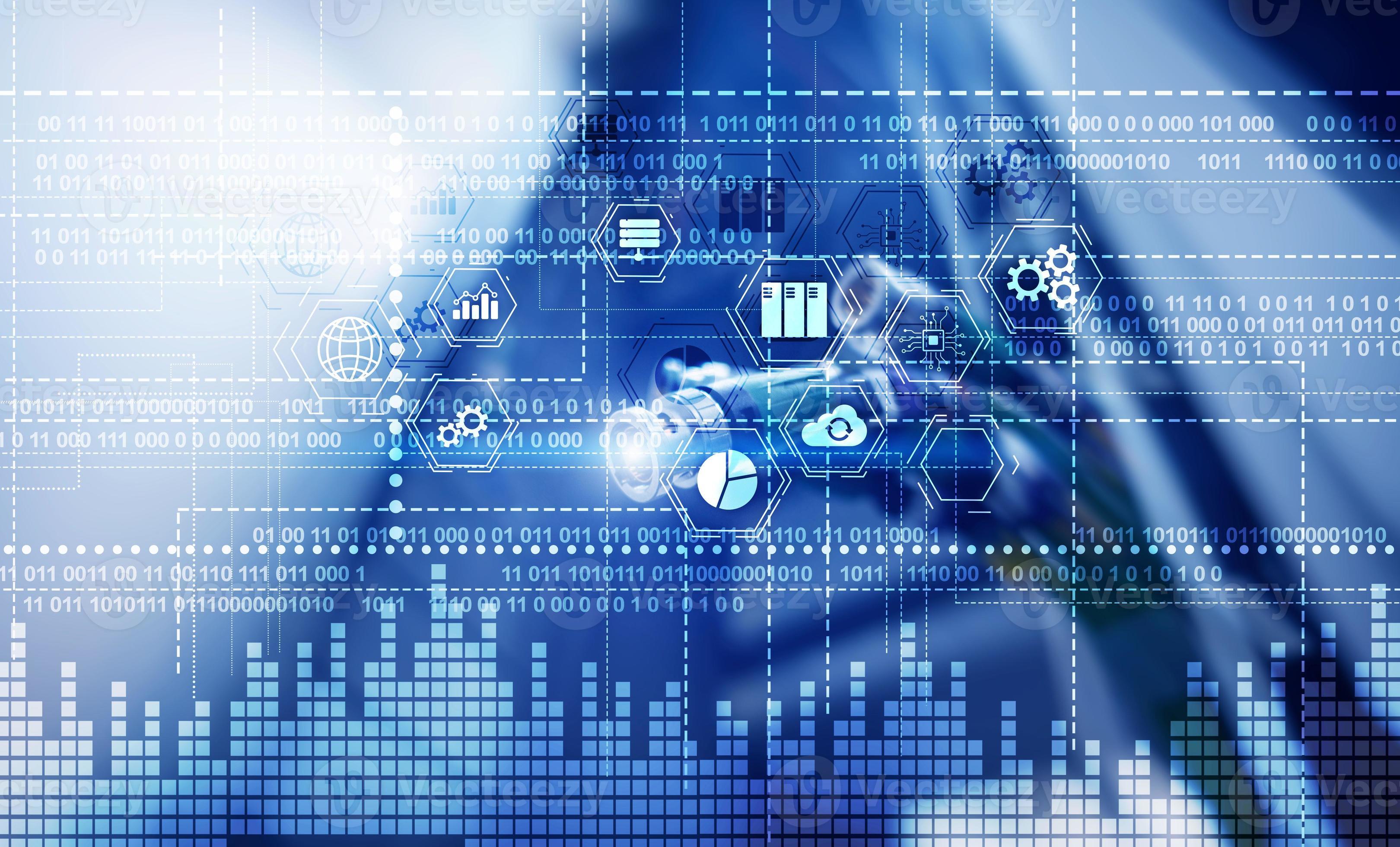 Binary code. ICT - information and telecommunication technology and IOT ...