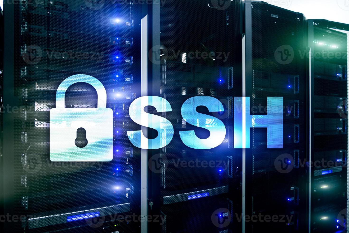 SSH, Secure Shell protocol and software. Data protection, internet and ...