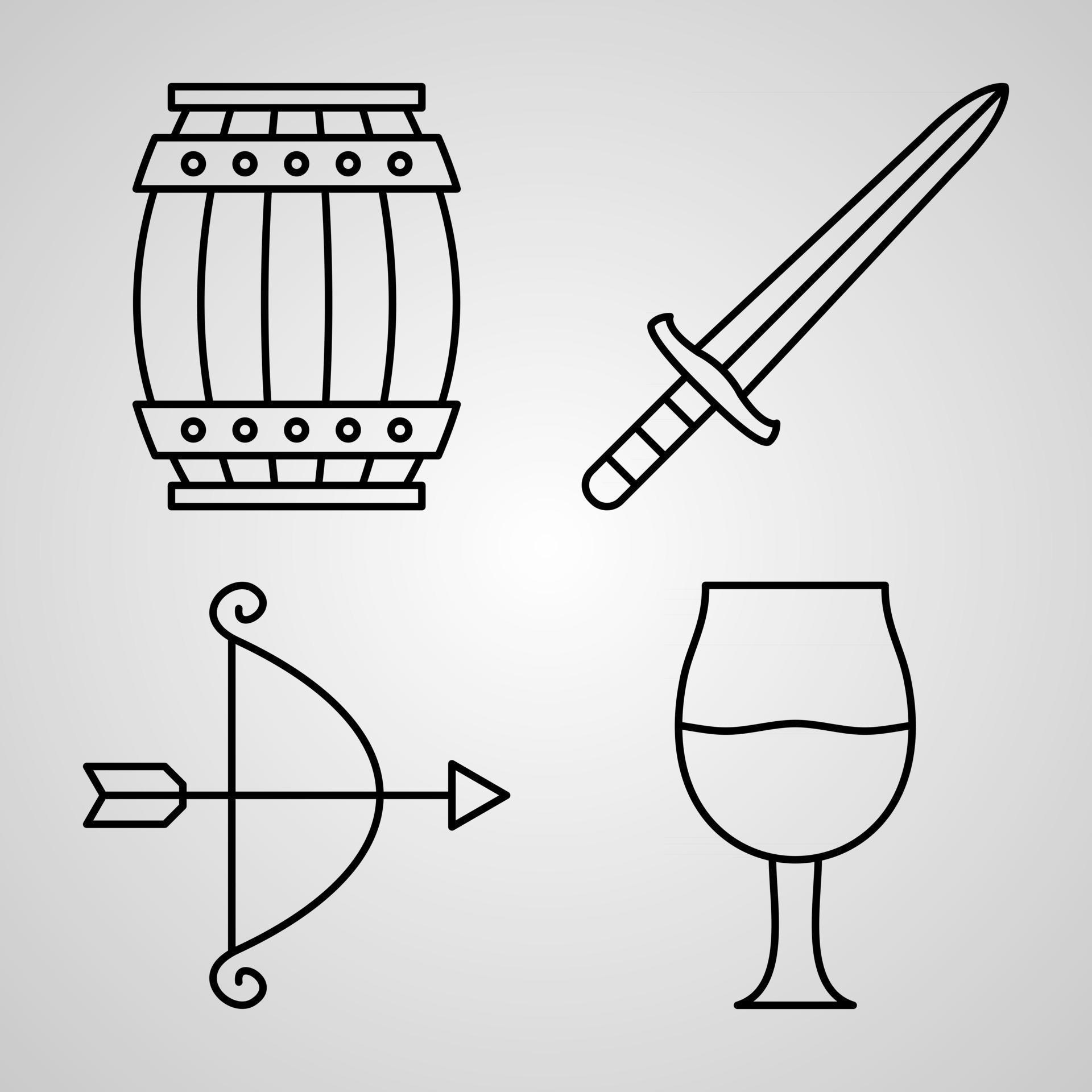 Royalty Line Icon Set Collection of Vector Symbol in Trendy Outline ...