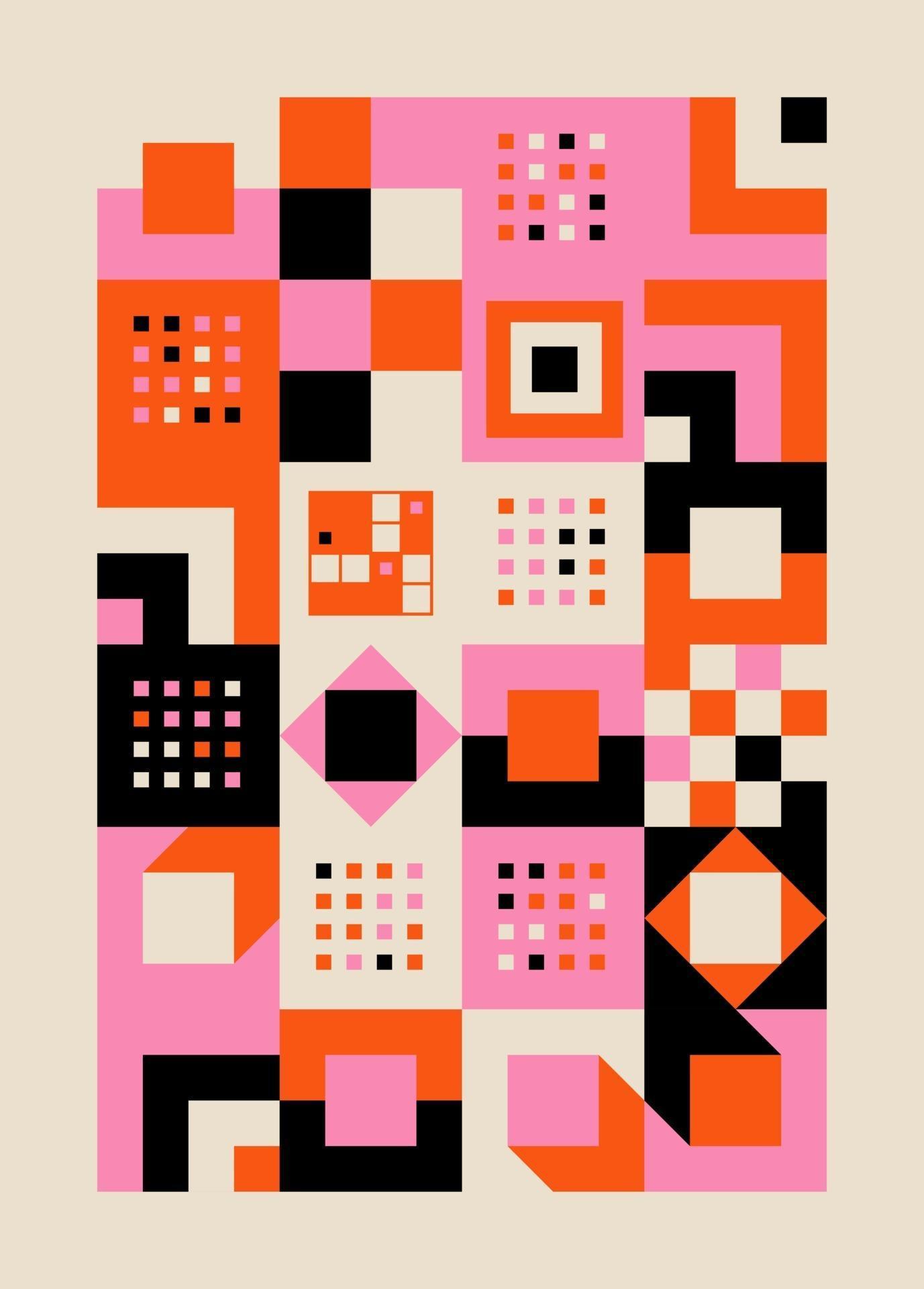 Abstract Bauhaus Geometric Background Illustration, Colorful Mural ... Abstract Bauhaus Geometric Background Illustration, Colorful Mural ...