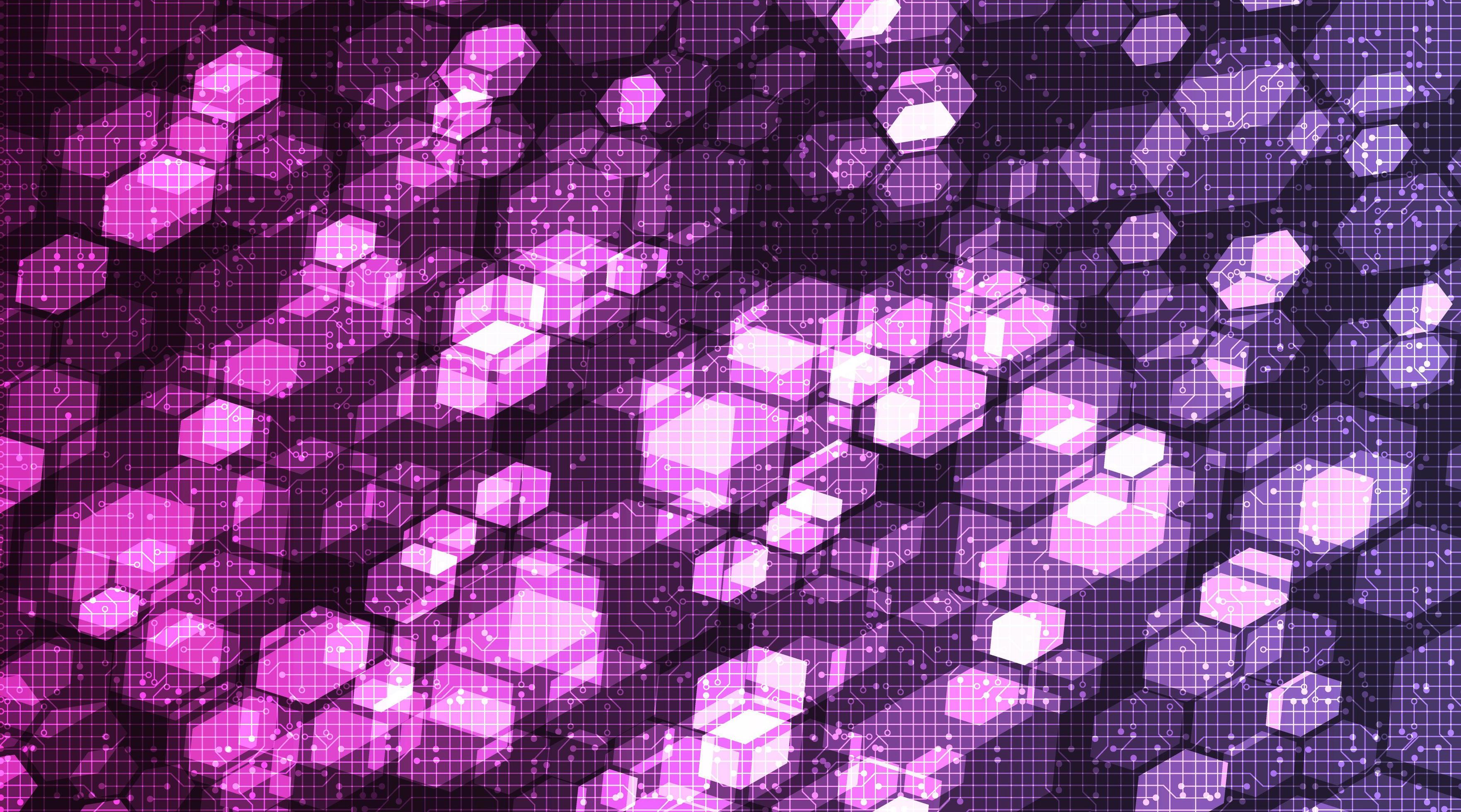 Pink Digital Technology on Circuit Microchip Background, Hi-tech ...