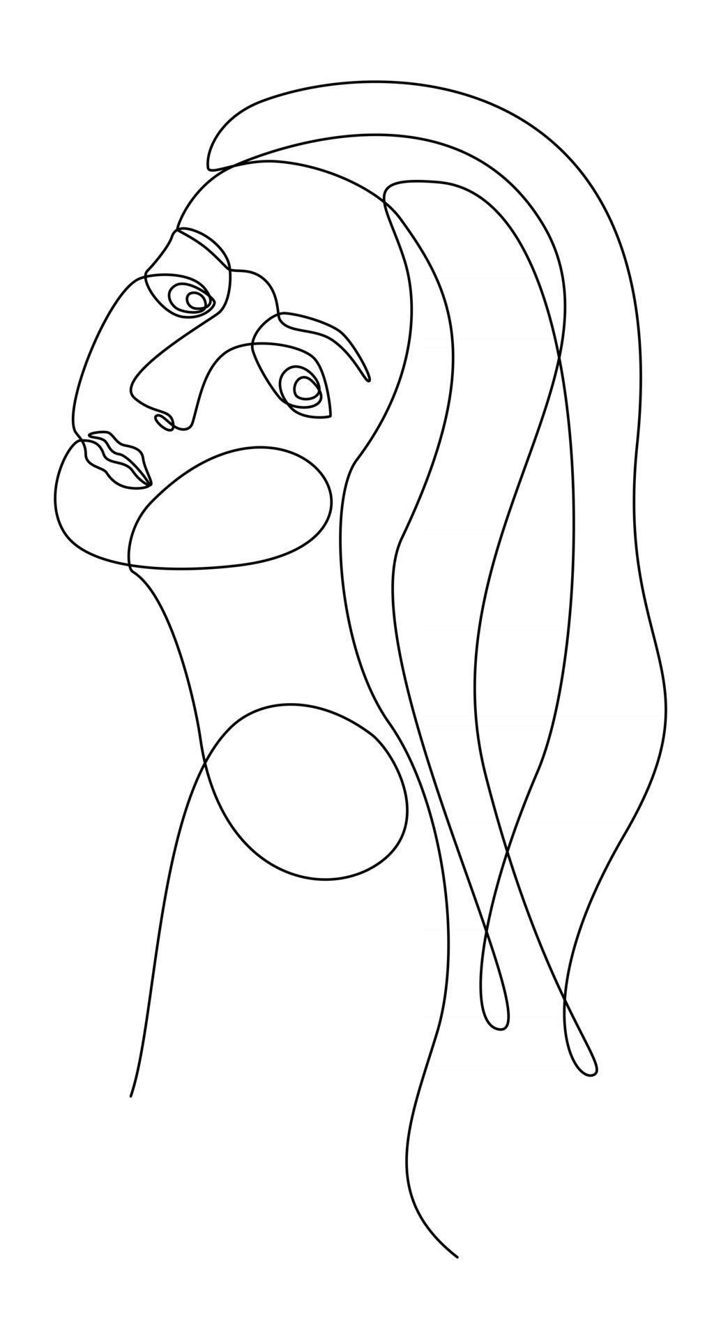 Dibujo De Línea Continua Dibujo De Línea Continua Retrato De Mujer