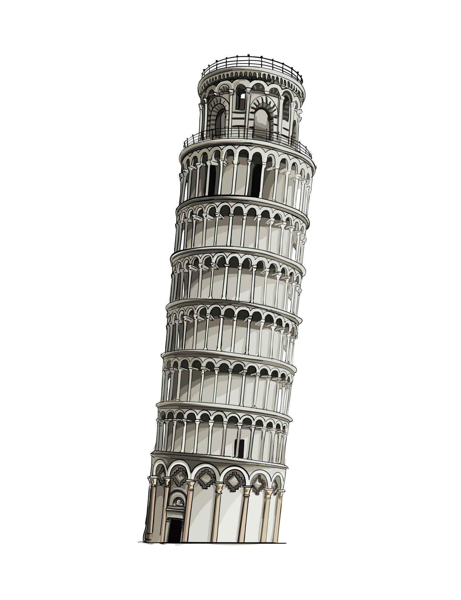 Leaning tower of pisa, colored drawing, realistic. Vector illustration ... Leaning tower of pisa, colored drawing, realistic. Vector illustration ...