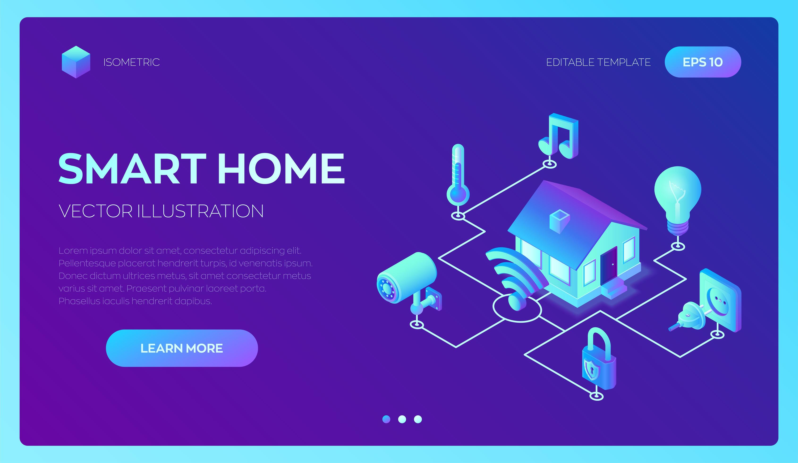 Smart home system concept. 3D isometric remote house control system. IOT concept. Smart home ...