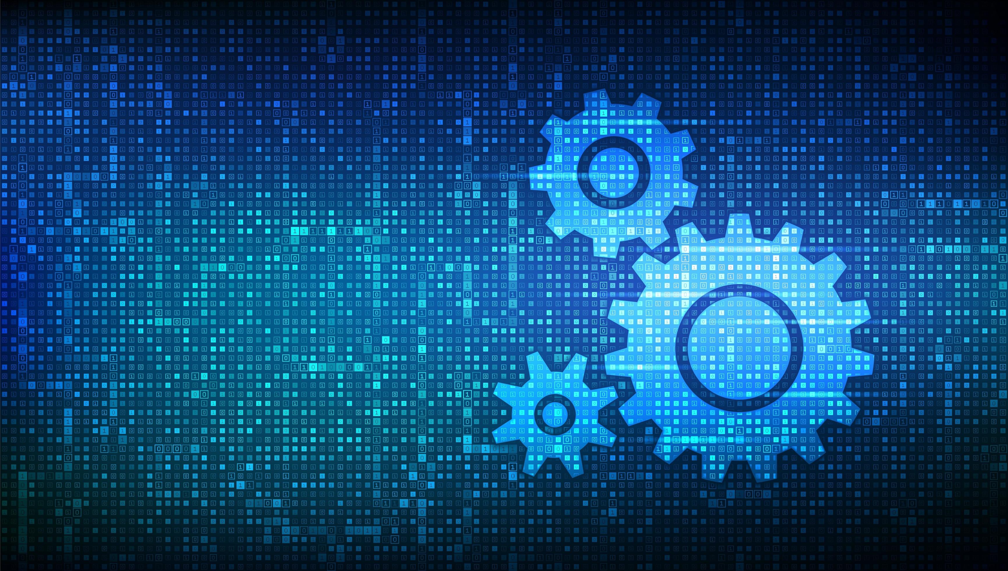 Automation Software background. Gears icons made with binary code. IOT ... Automation Software background. Gears icons made with binary code. IOT ...