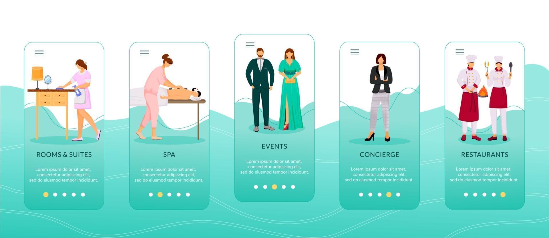 Hotel Service Onboarding Mobile App Screen Vector Template Walkthrough