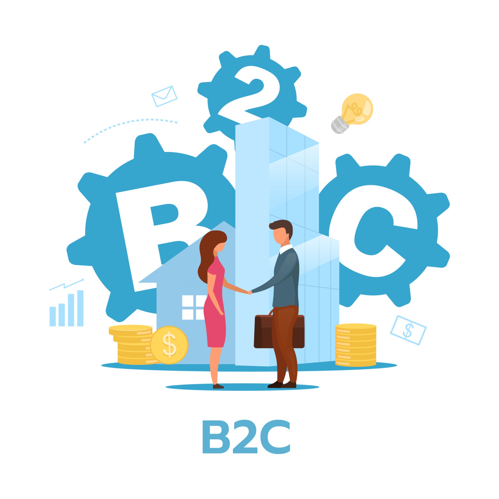 Business-to-consumer model flat vector illustration. B2C concept ... Business-to-consumer model flat vector illustration. B2C concept ...