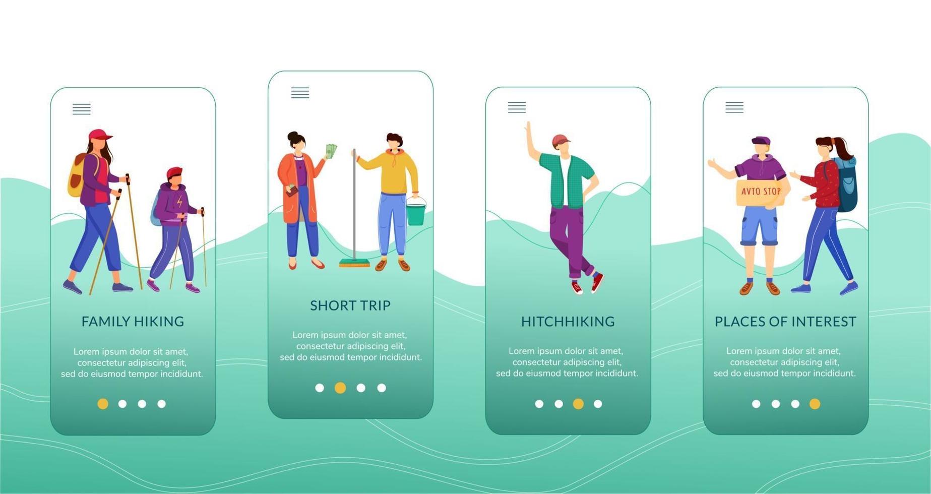 Budget Tourism Onboarding Mobile App Screen Vector Template Cheap