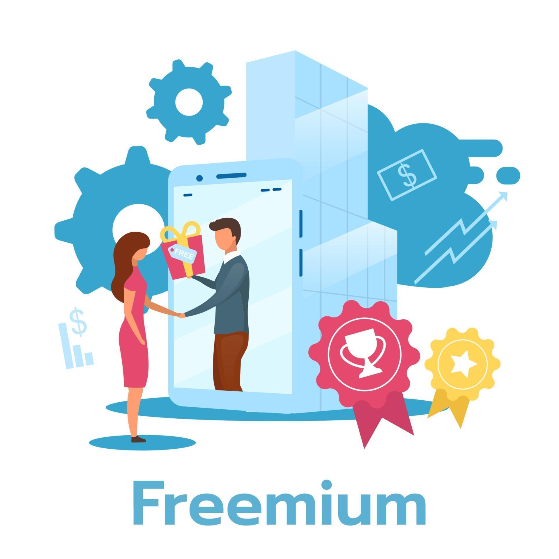 Freemium flat vector illustration. Free product trial period. Software ... Freemium flat vector illustration. Free product trial period. Software ...