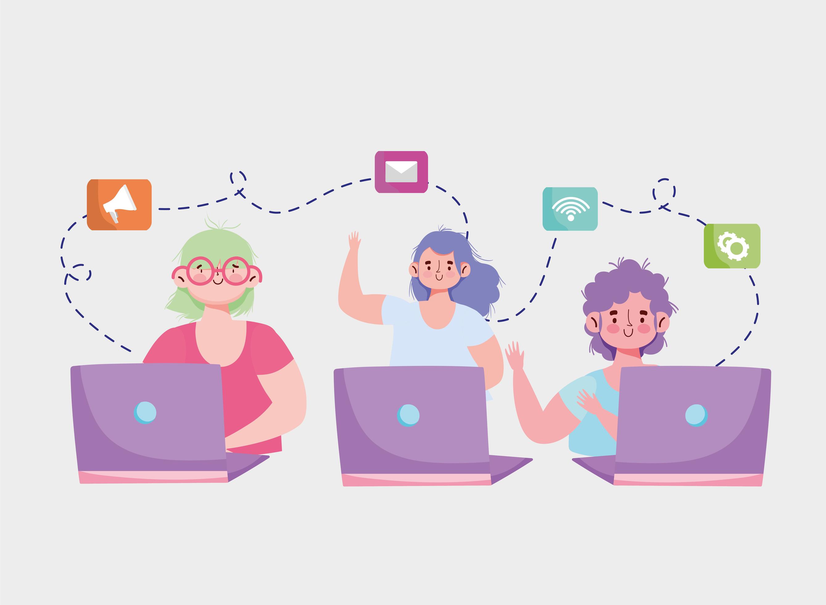 people using laptop 2757327 Vector Art at Vecteezy