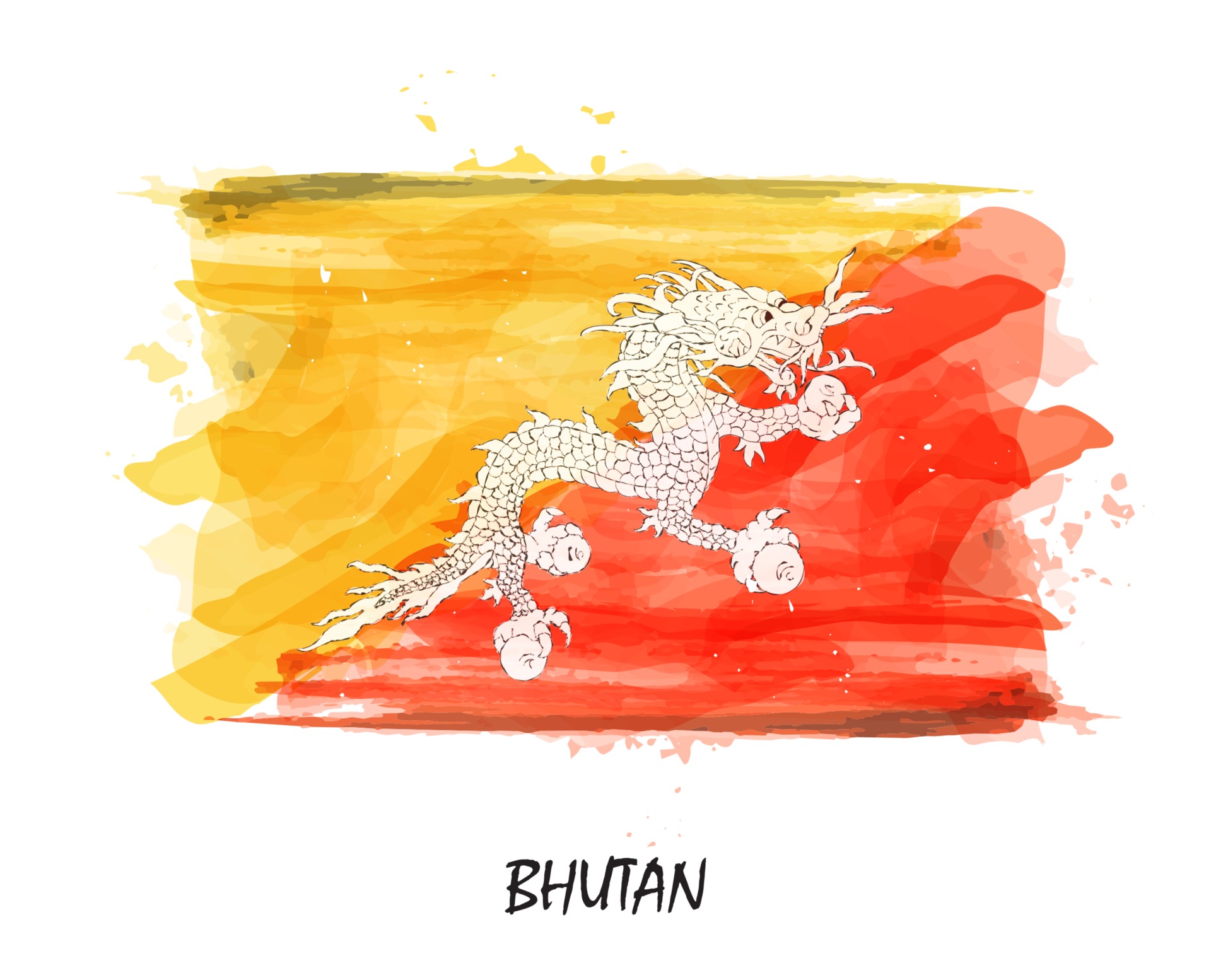 Realistic watercolor painting flag of Bhutan . Vector . 2759929 Vector ...