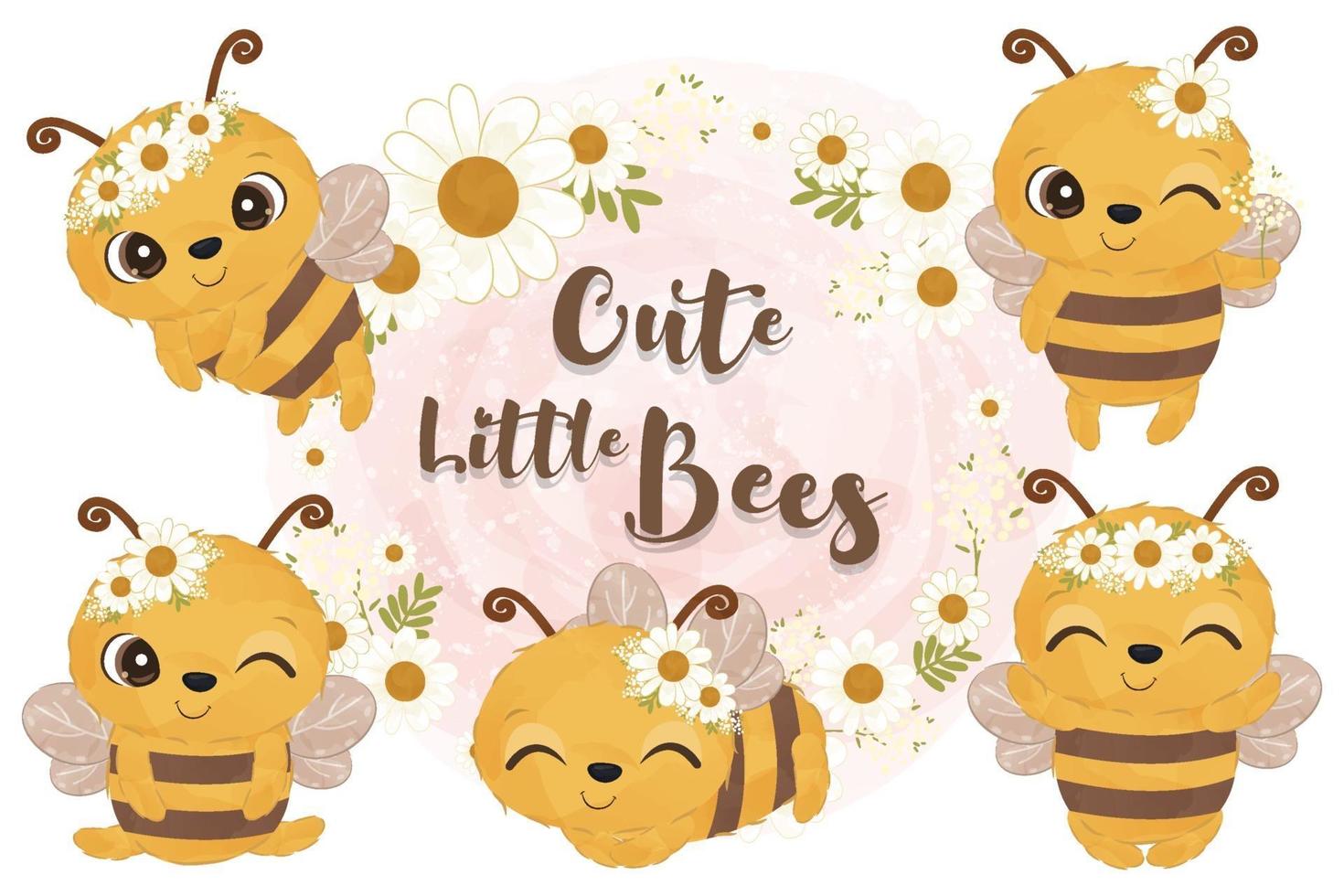 Cute little bees collection in watercolor 2764131 Vector Art at Vecteezy