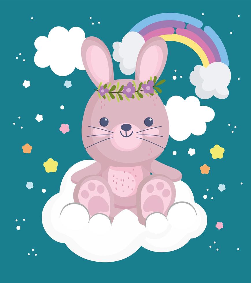 little bunny on cloud 2770646 Vector Art at Vecteezy