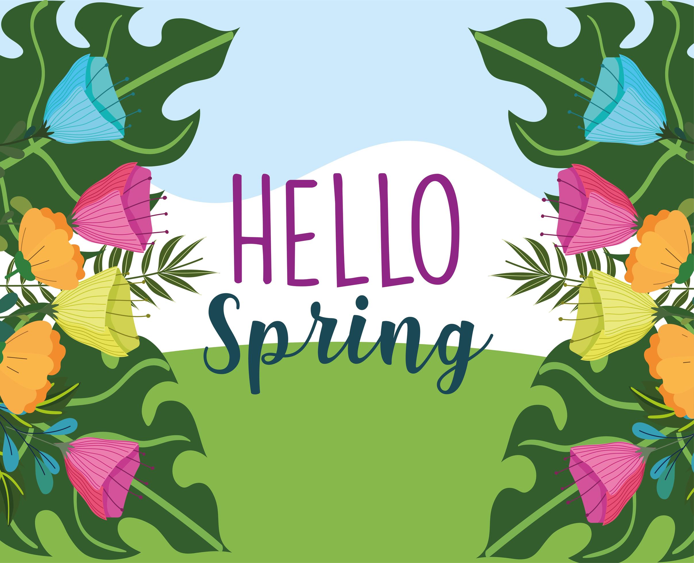 hello spring flowers 2771982 Vector Art at Vecteezy
