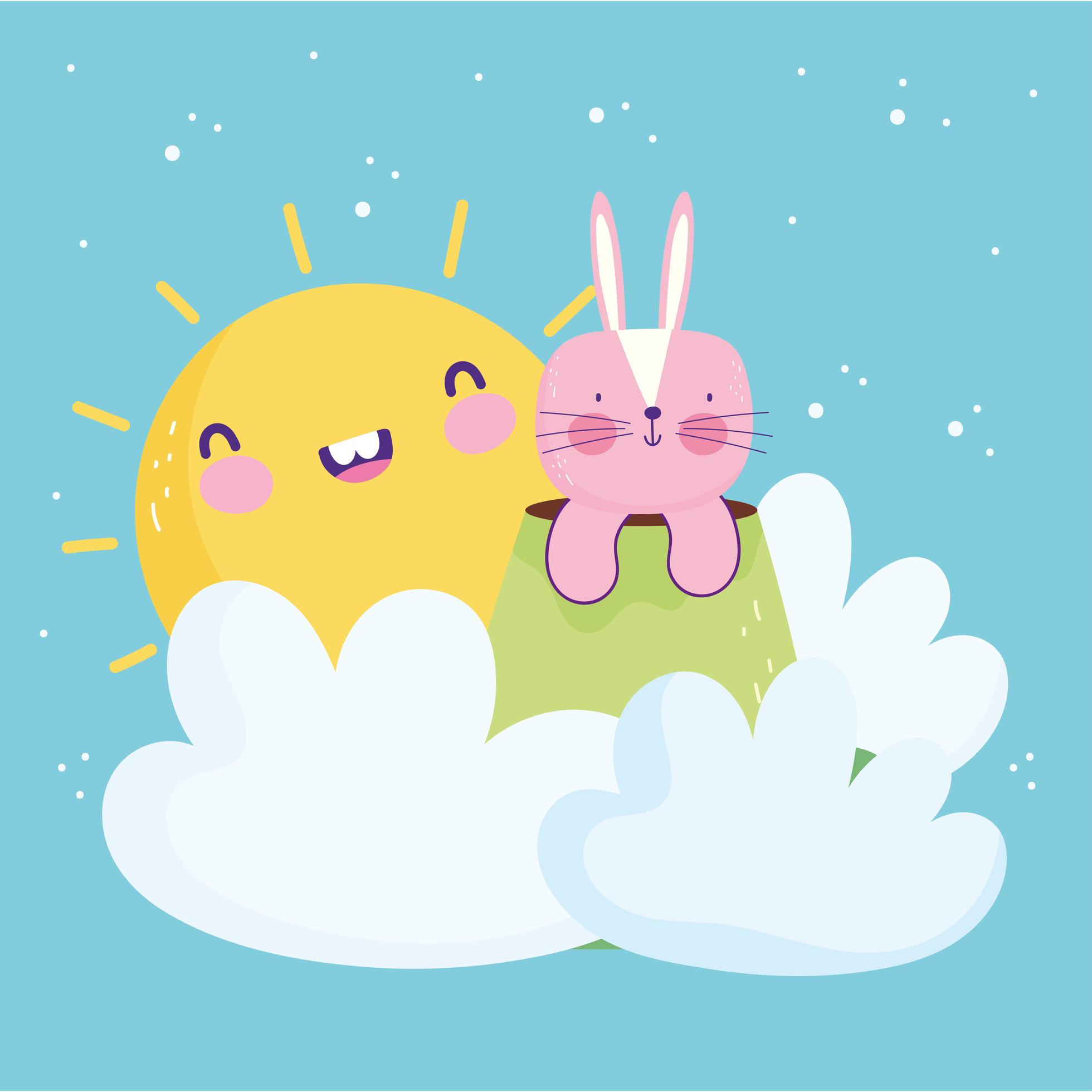 cute bunny sun clouds 2772442 Vector Art at Vecteezy