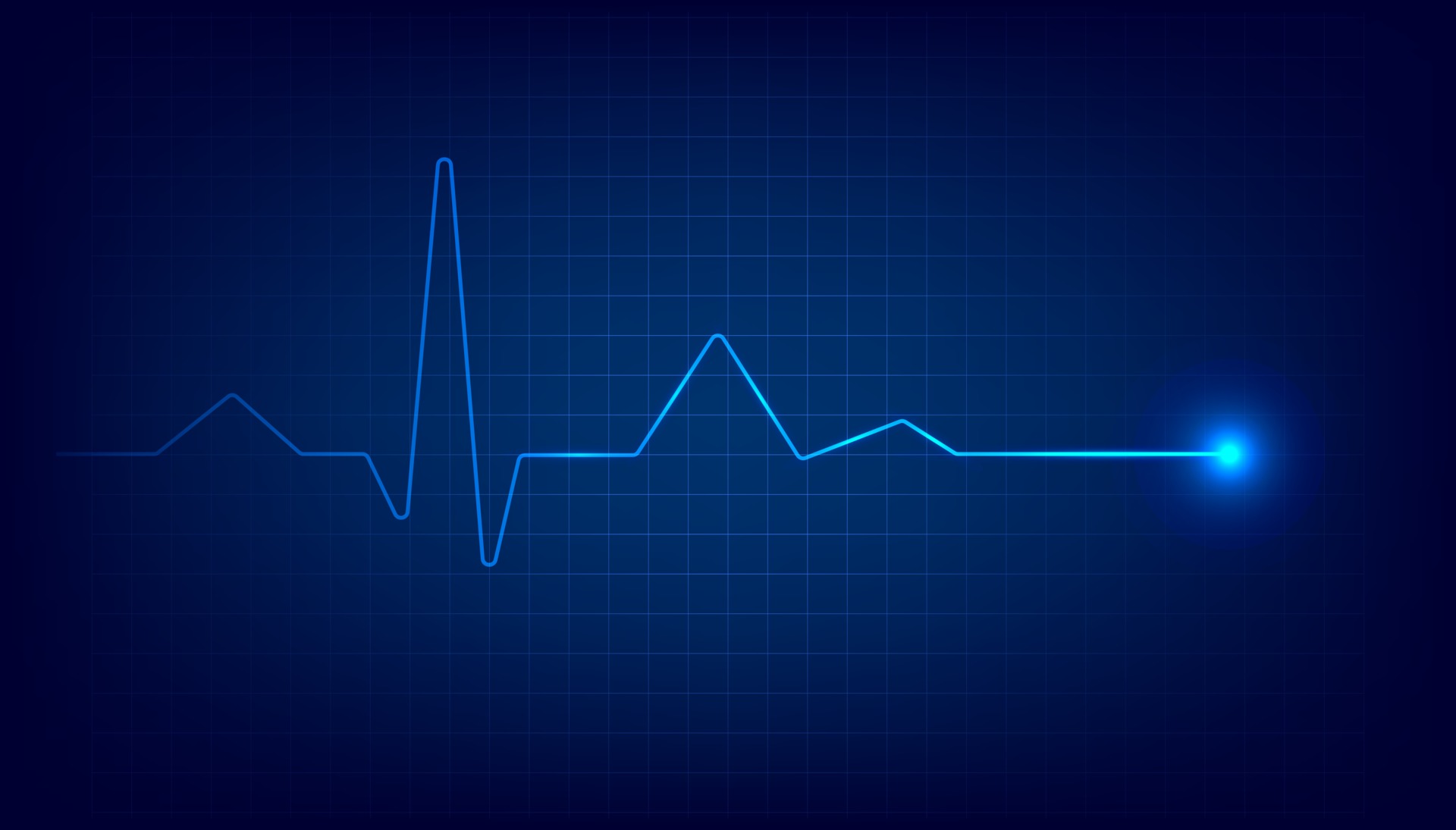 Blue Heart Pulse Monitor With Signal Heart Beat Cardiogram Background