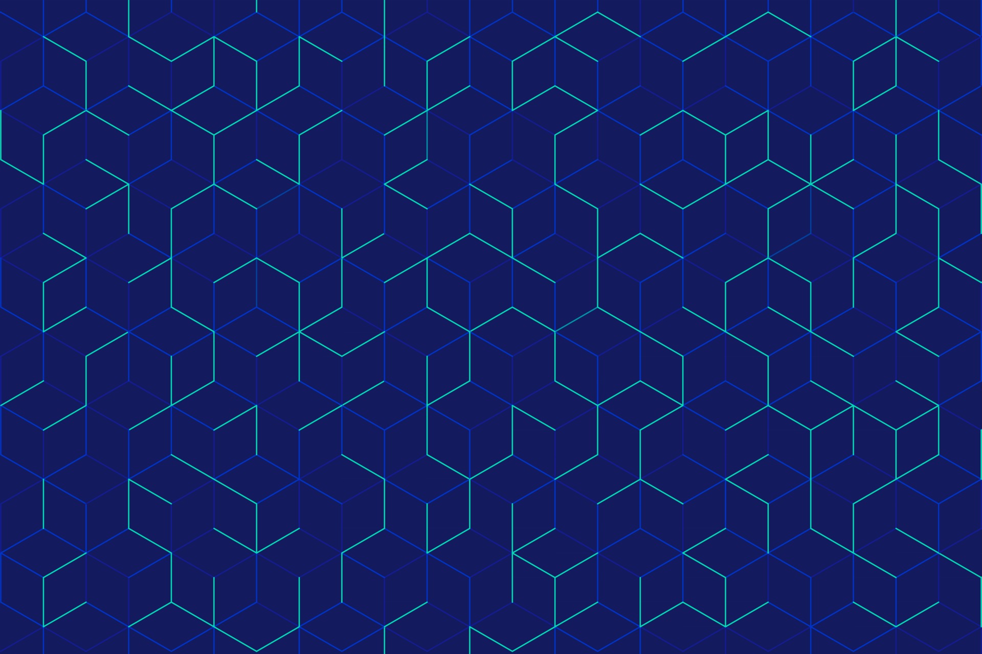 Abstract Green Cube Pattern On Dark Blue Background Modern Lines Square Mesh Simple Flat