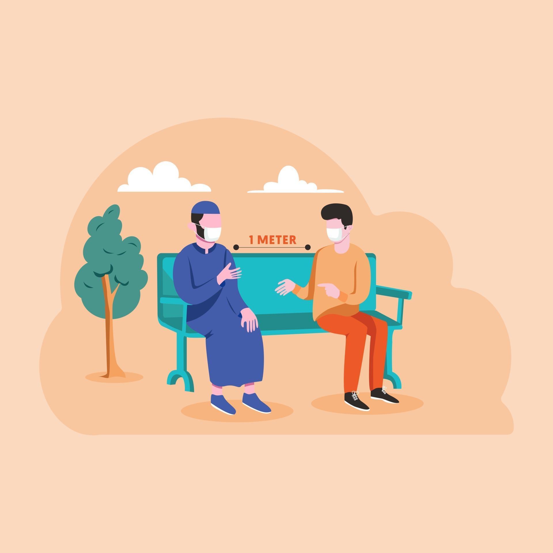 People Social Distancing Flat Illustration Concept Vector 2774518