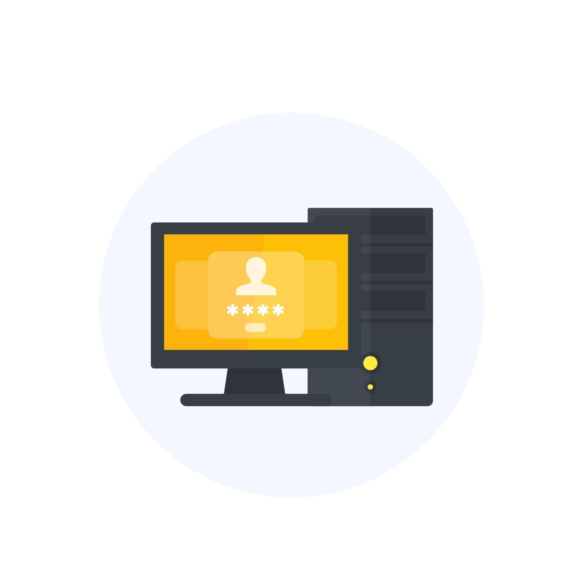 Computer With Password Access Authentication Window Vector